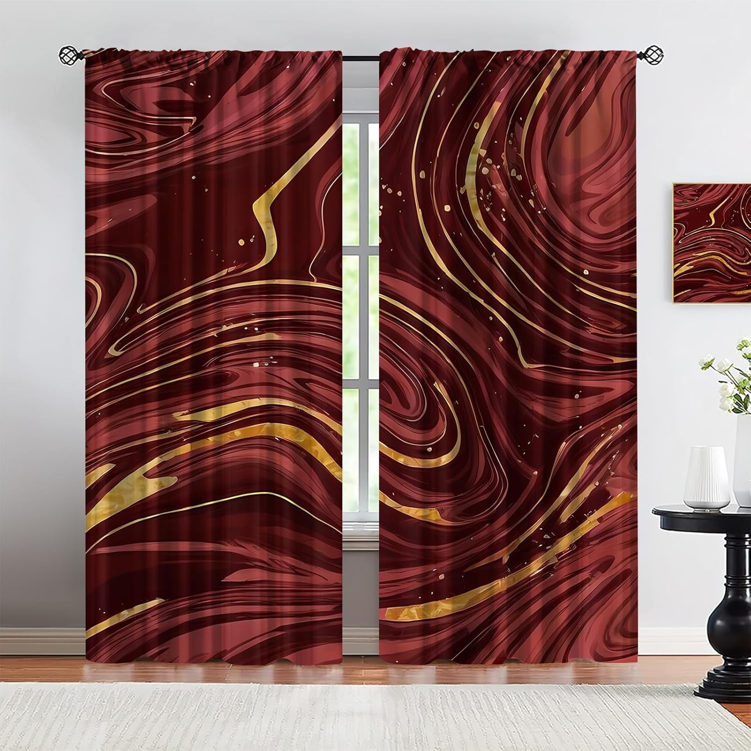 Thermal Insulated Room Darkening Window Curtains, Luxurious Wine Red ...