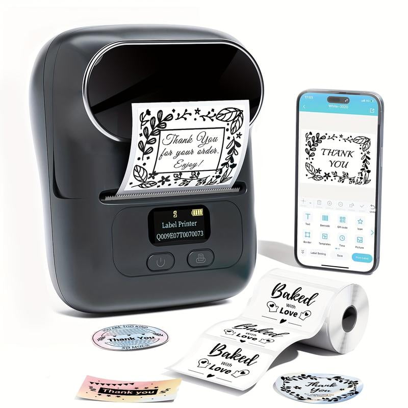 Thermal Label Maker Machine with Tape - Portable Wireless Barcode Label ...