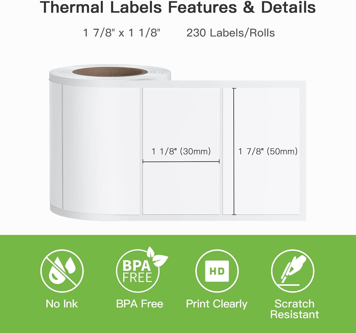 Thermal Labels Compatible With P110 Label Printer, 1.97'' X 1.18''(50 X ...