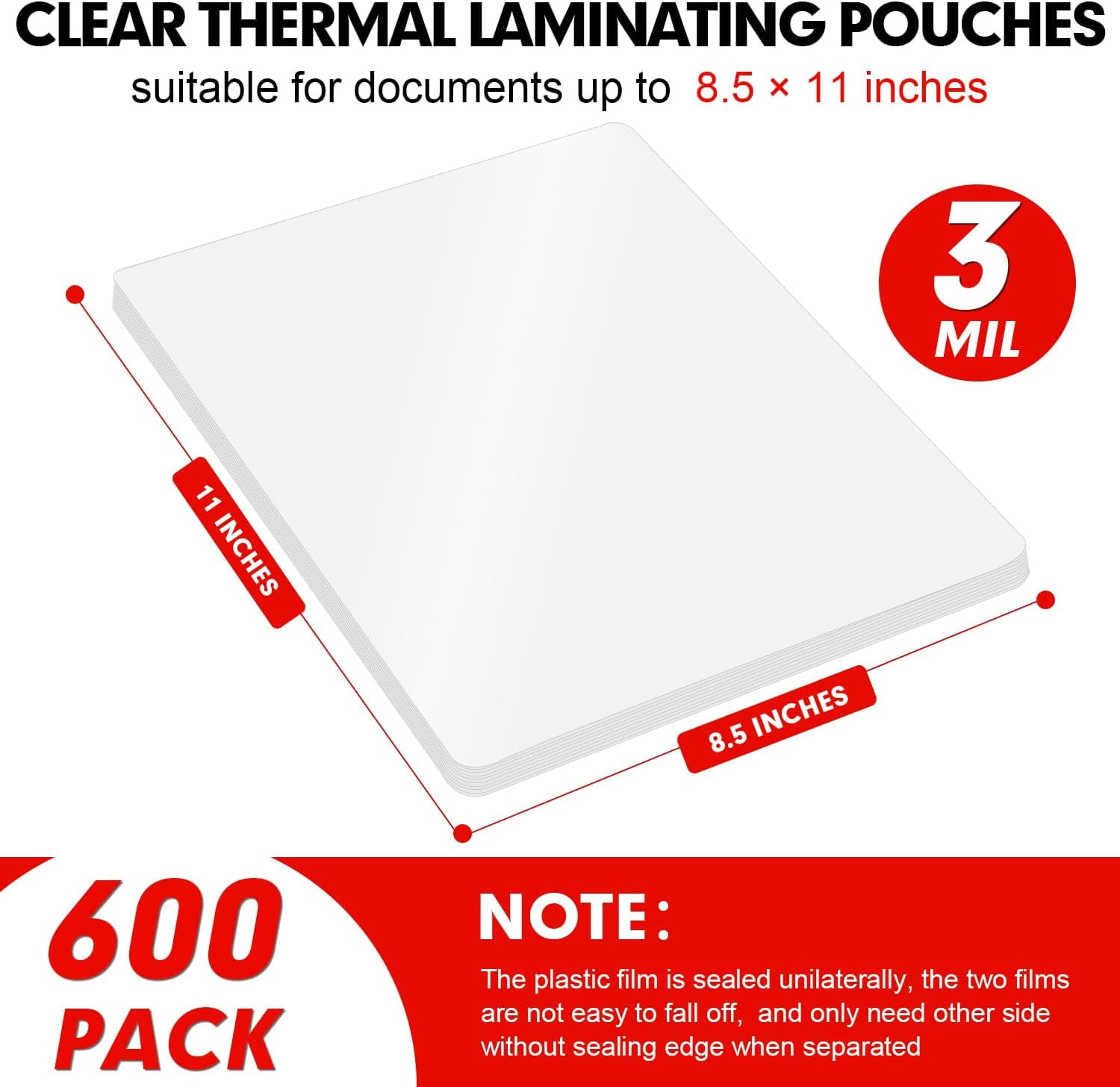 Thermal Laminator Sheets 9 x 11.5" | 600-Pack Large Bundle | 3 Mil ...