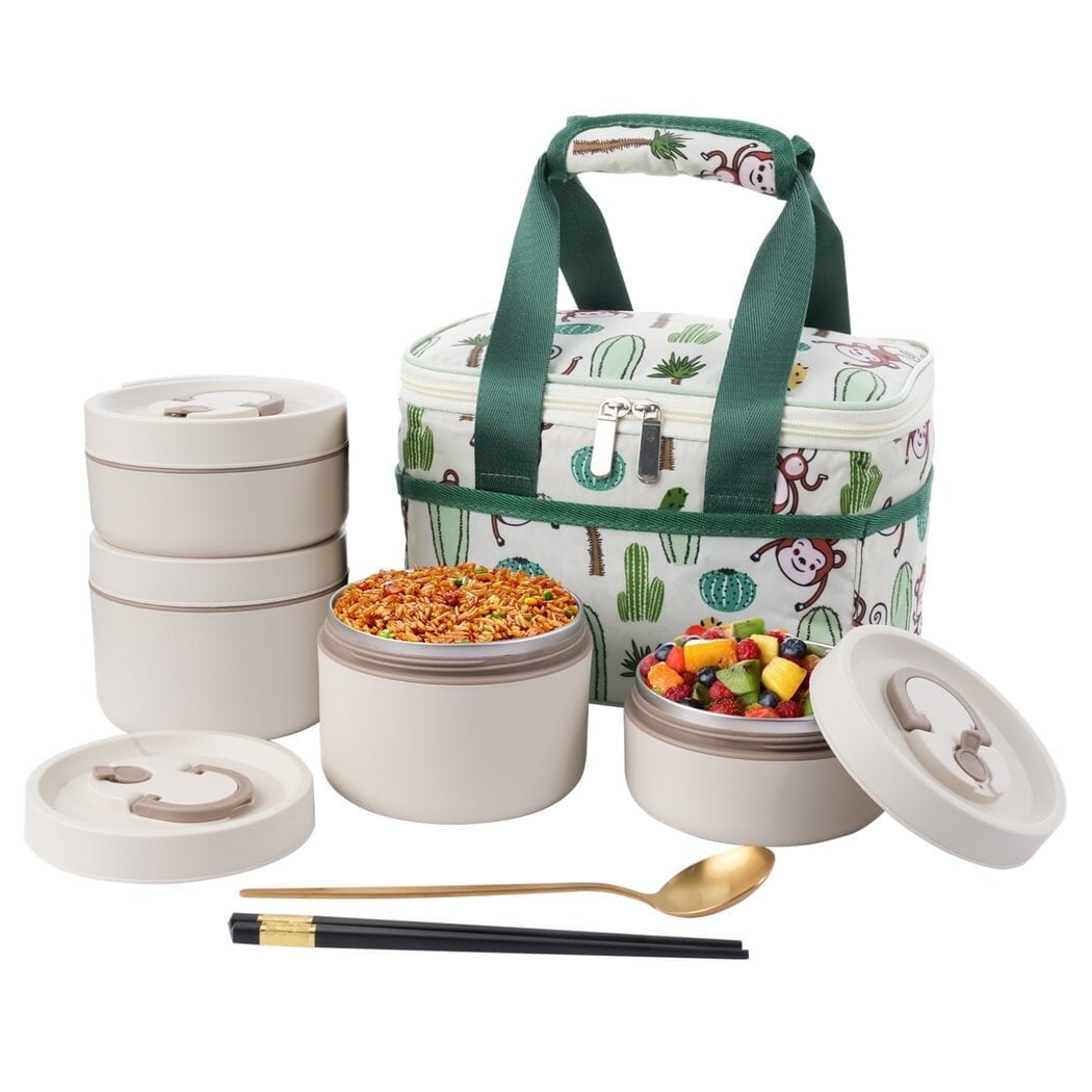 Thermal Lunch Bento Boxes Set, 4PCS Portable Lunch Containers with ...