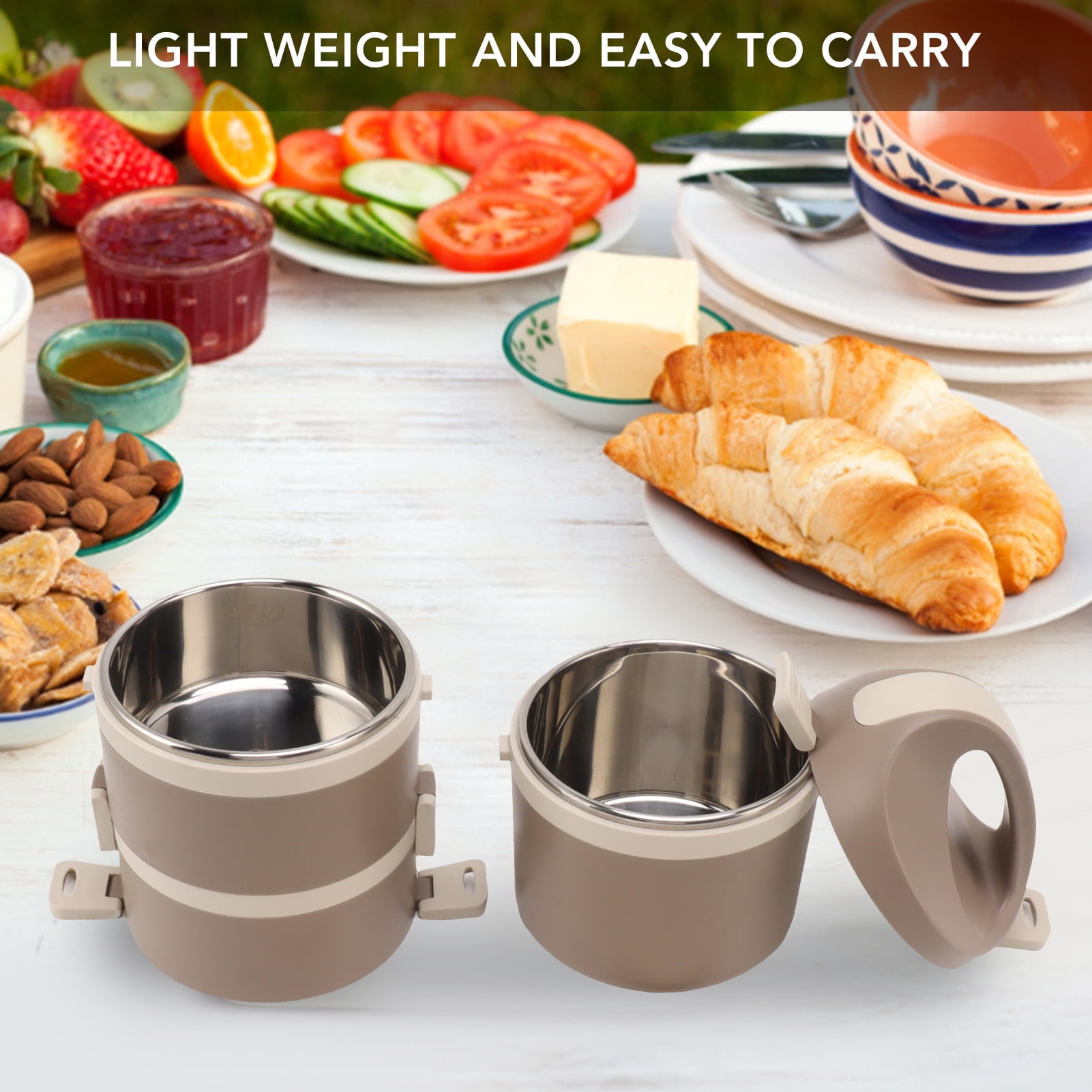 Thermal Lunch Box, Stainless Steel Thermal Insulated Bento Lunch Box, 3 ...