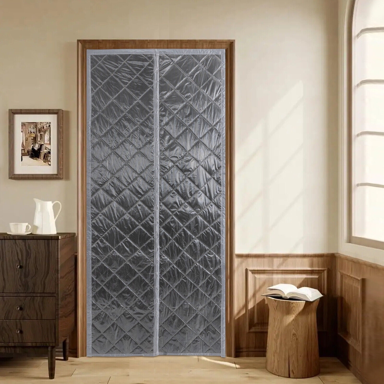 Thermal Magnetic Door Curtain Quilted Thermal Insulated Door Curtains ...