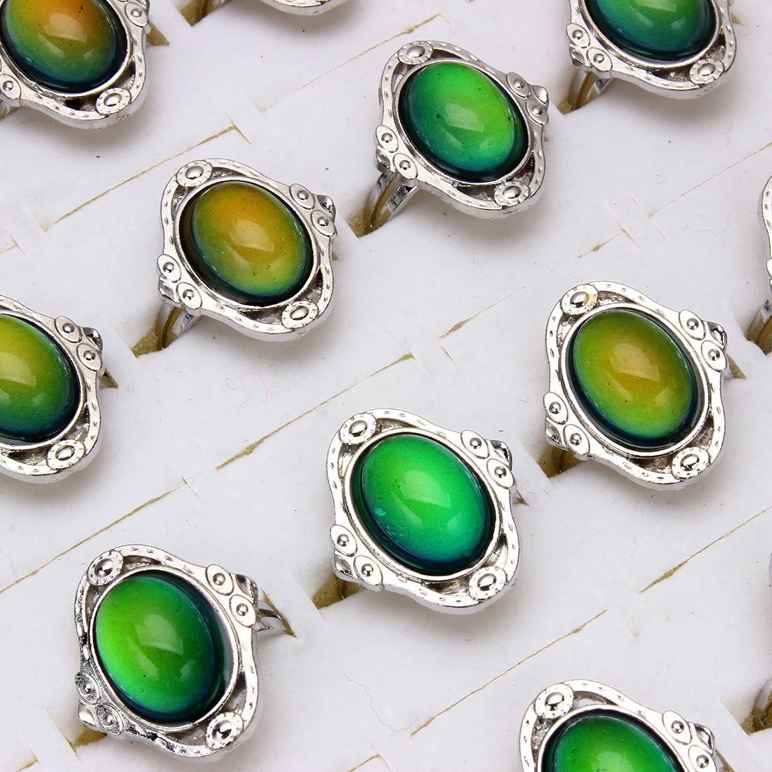 Women's Vintage Geometric Mood Ring Temperature Activated Color ...