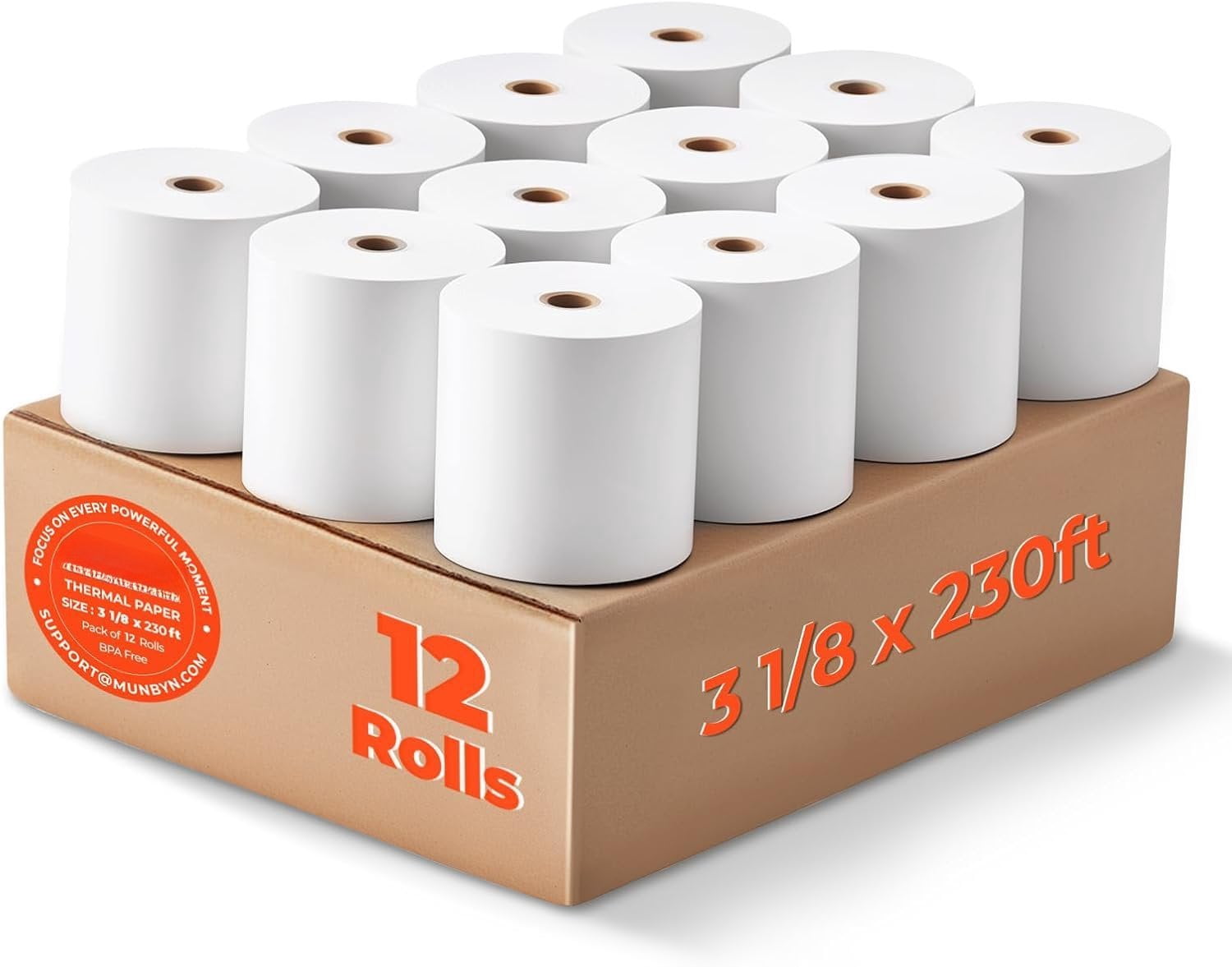 Thermal Paper 3 1/8 x 230ft, 12 Rolls Receipt Paper Work for Micronics ...