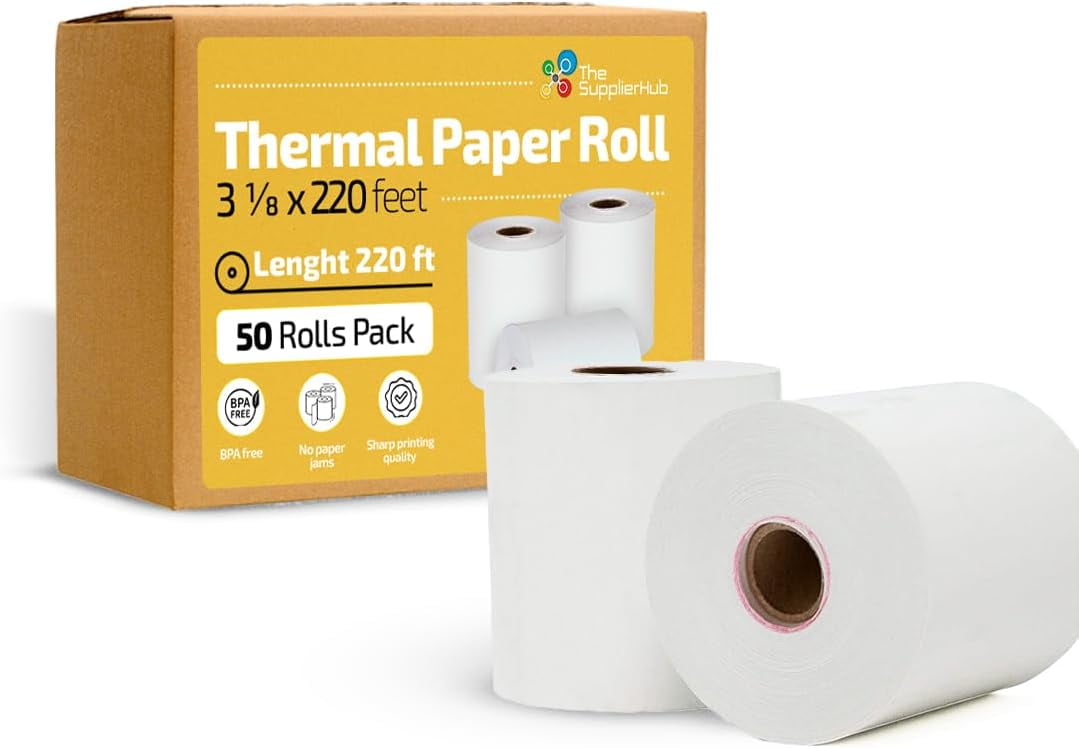 Thermal Paper Rolls 3 1/8 x 220 (50 rolls per case) - for use with POS ...