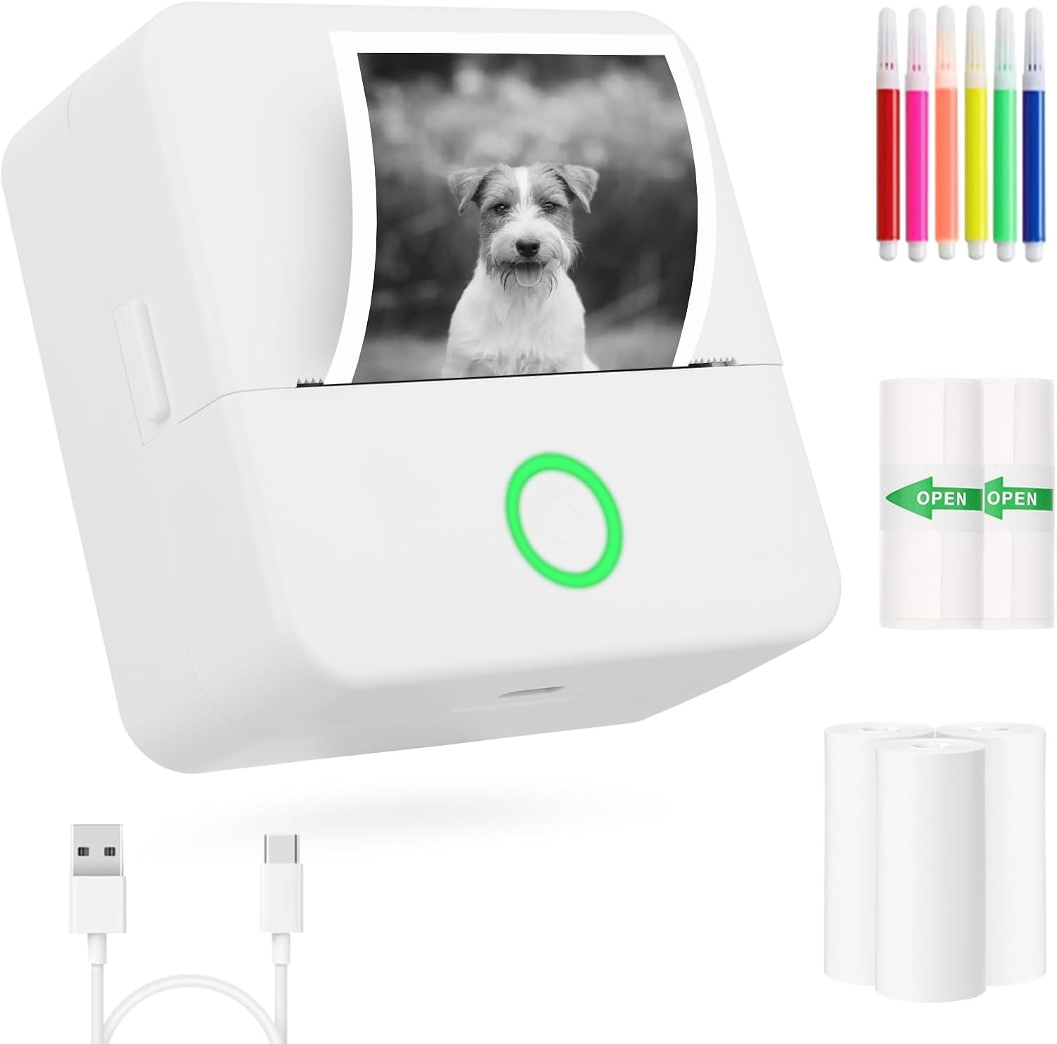 Thermal Pocket Printer Portable Inkless Mini Sticker Lable Printer ...