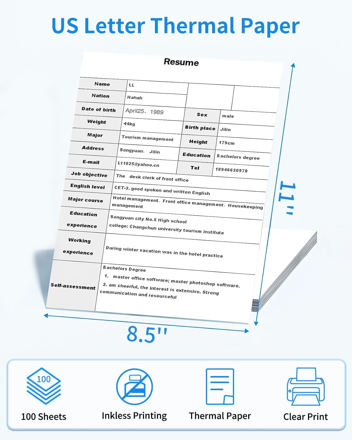 Thermal Printer Paper 8.5 x 11 Inch, US Letter Size Advanced Thermal ...