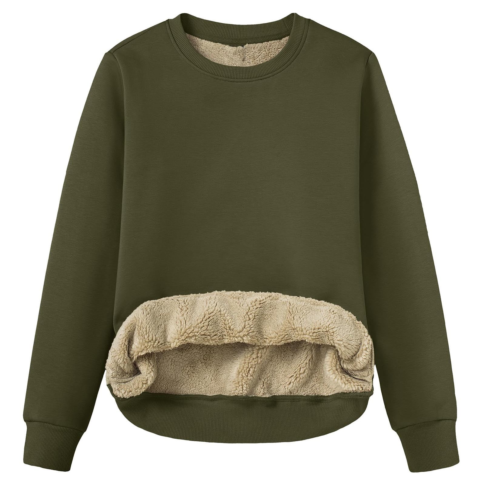 Thermal Pullover Tops for Women Winter Warm Thick Plush Fleece Lined ...