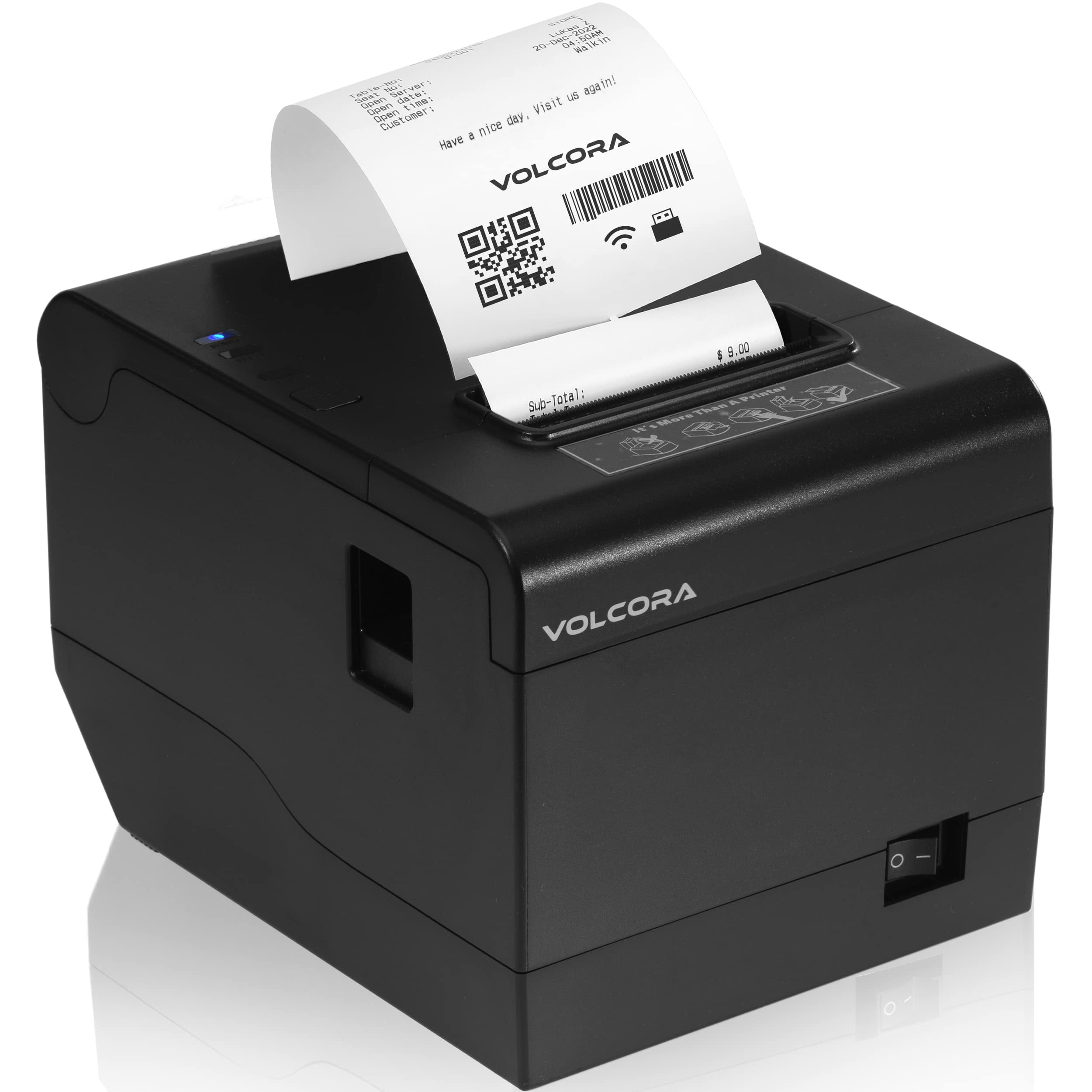 Thermal Receipt Printer, 80mm USB/WiFi POS QR Code Printer with Auto Cutter 260mm/s for Cash ...