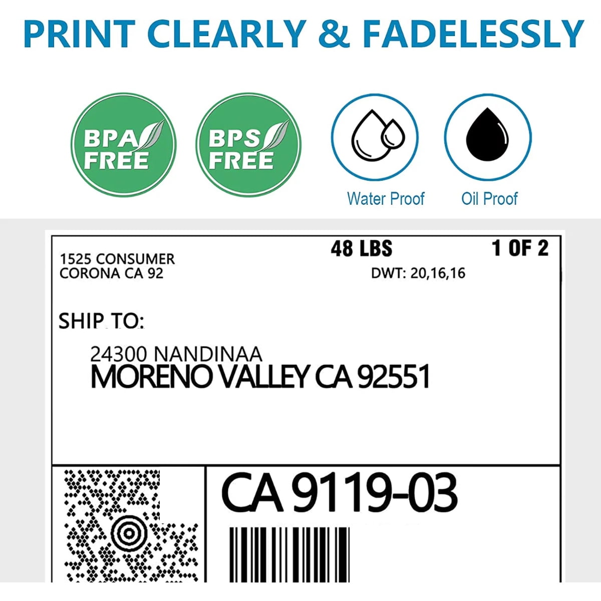 Thermal Shipping Labels 3.9x5.9inch, Self-Adhesive Fanfold Shipping ...