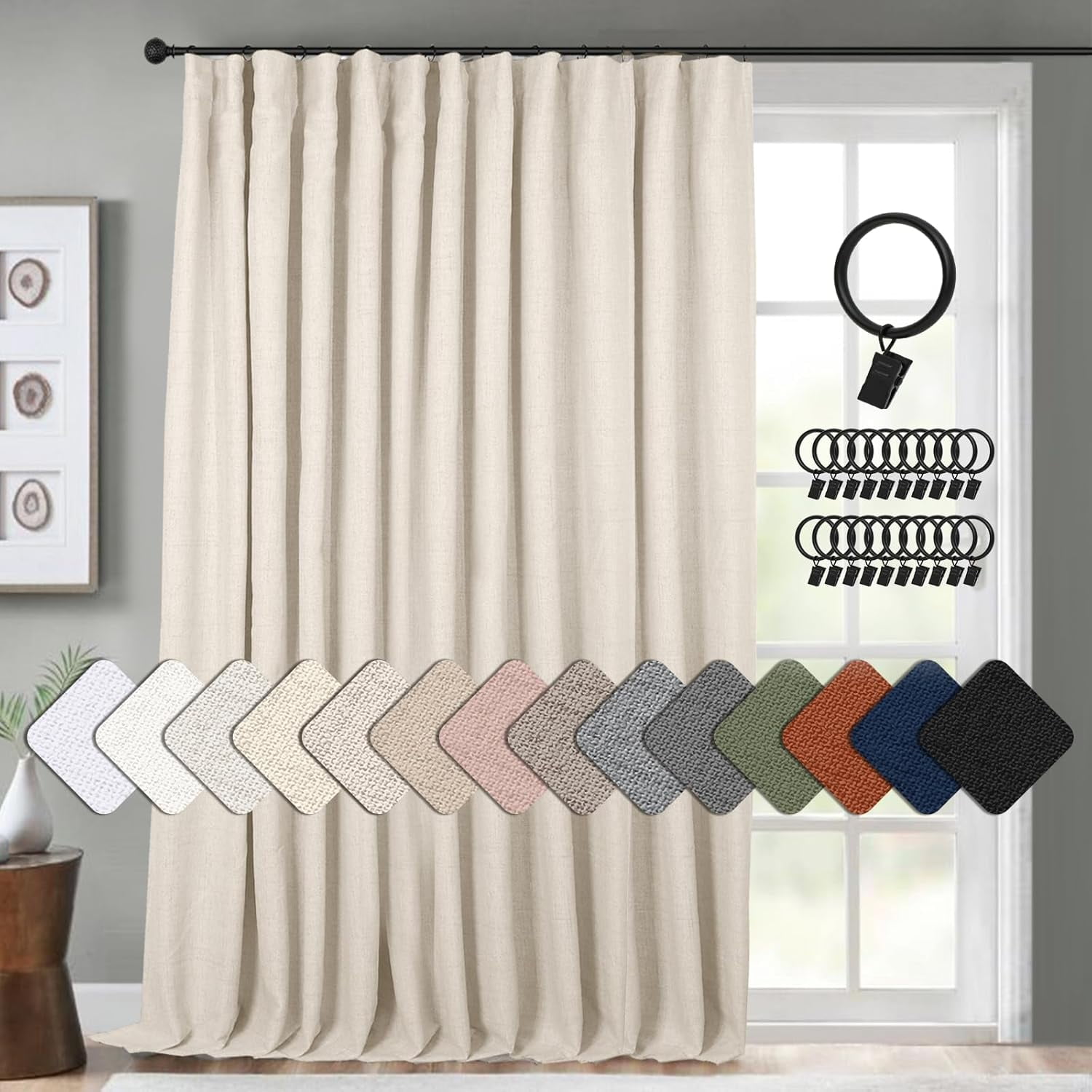 Thermal Sliding Door Curtains 100% Blackout Curtains for Bedroom ...