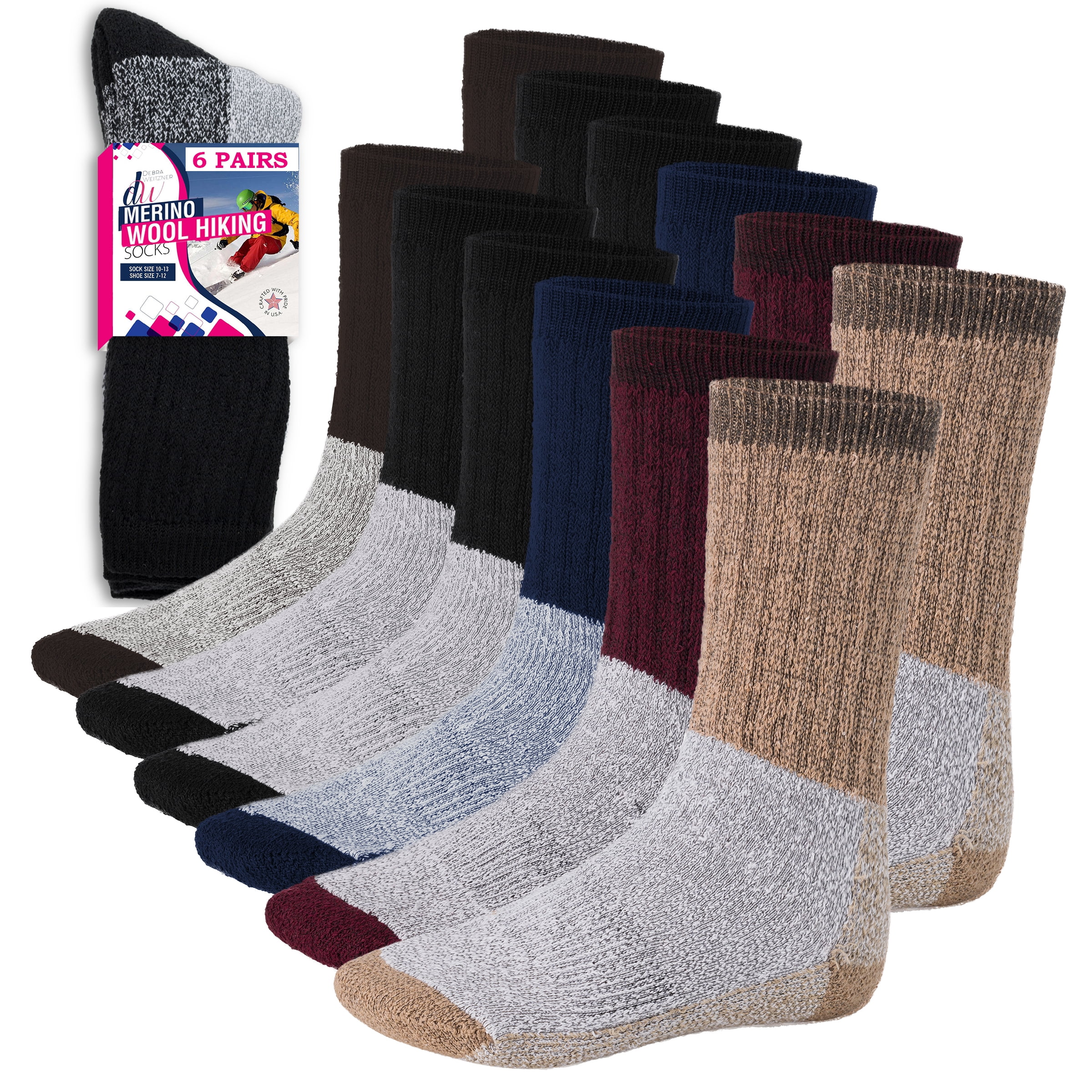 Thermal Socks Merino Wool Socks For Women and Men - 6 Pairs of Extra-Mens Warm Socks, Winter ...