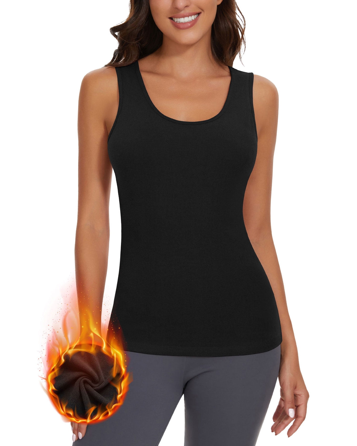 Thermal Tank Top for Women Fleece Lined Sleeveless Camisole Thermal ...