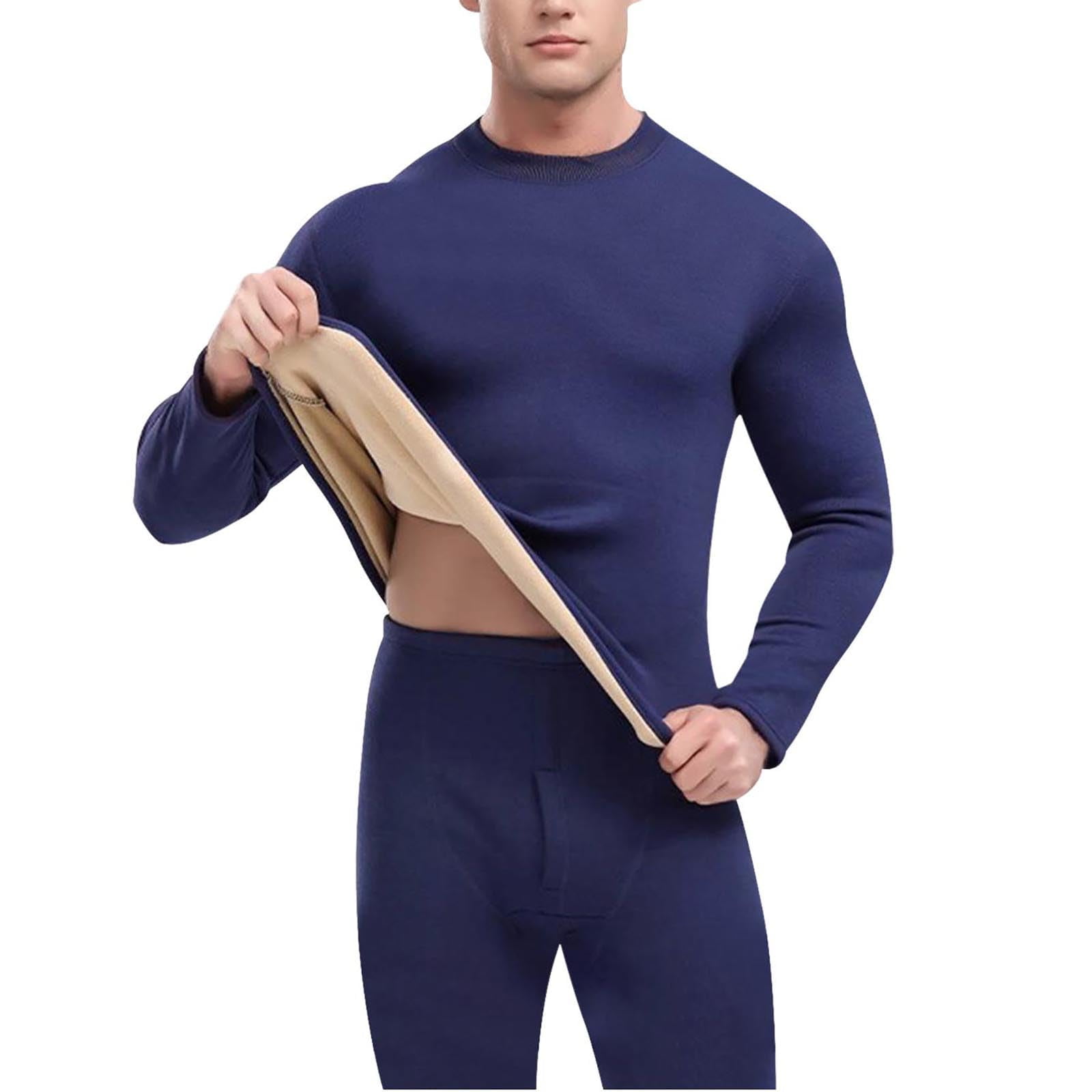 Thermal Underwear for Men 2 Piece Set - Fleece Lined Undershirt and ...