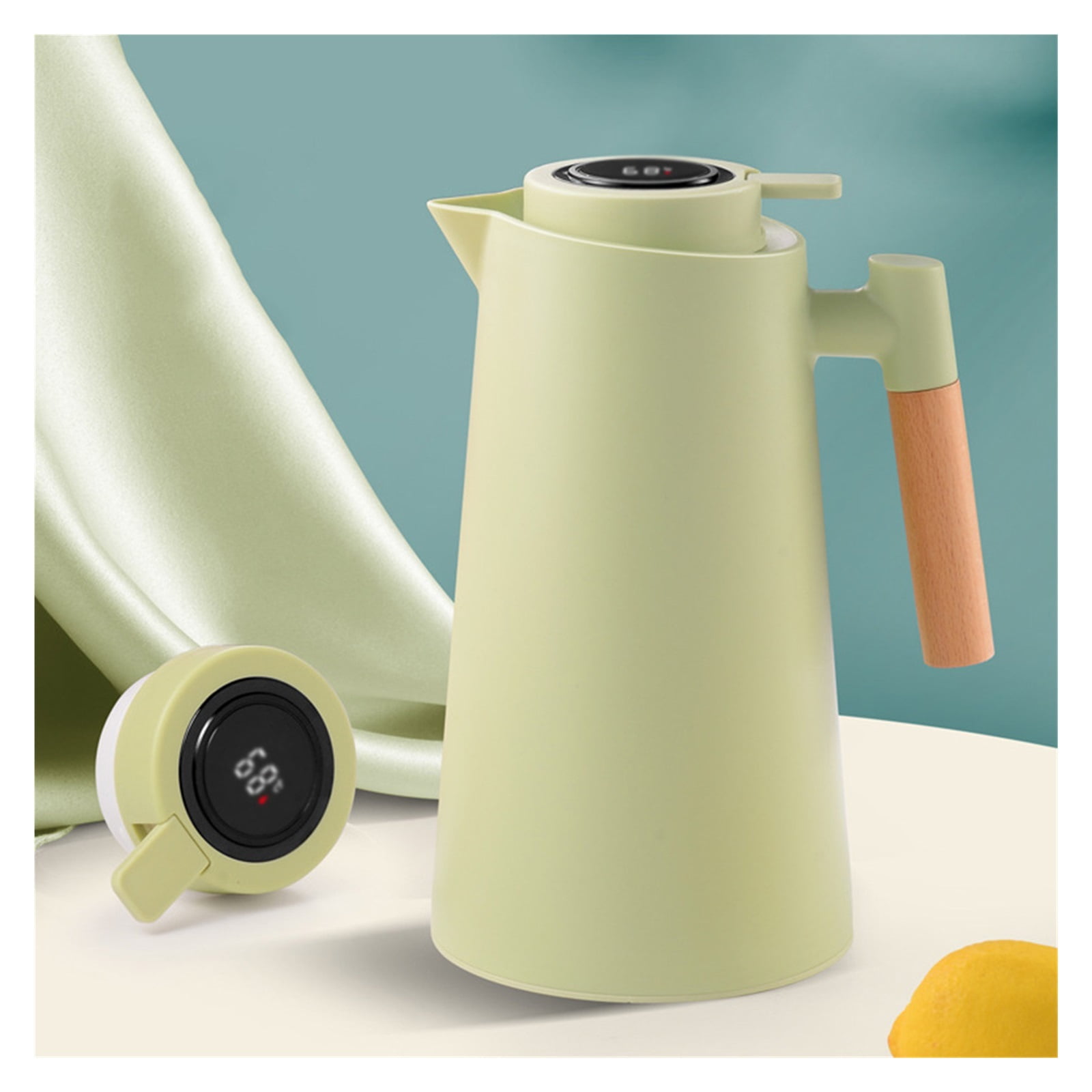 Thermal Vacuum Carafe with Glass Liner and Handle,Insulated Water ...