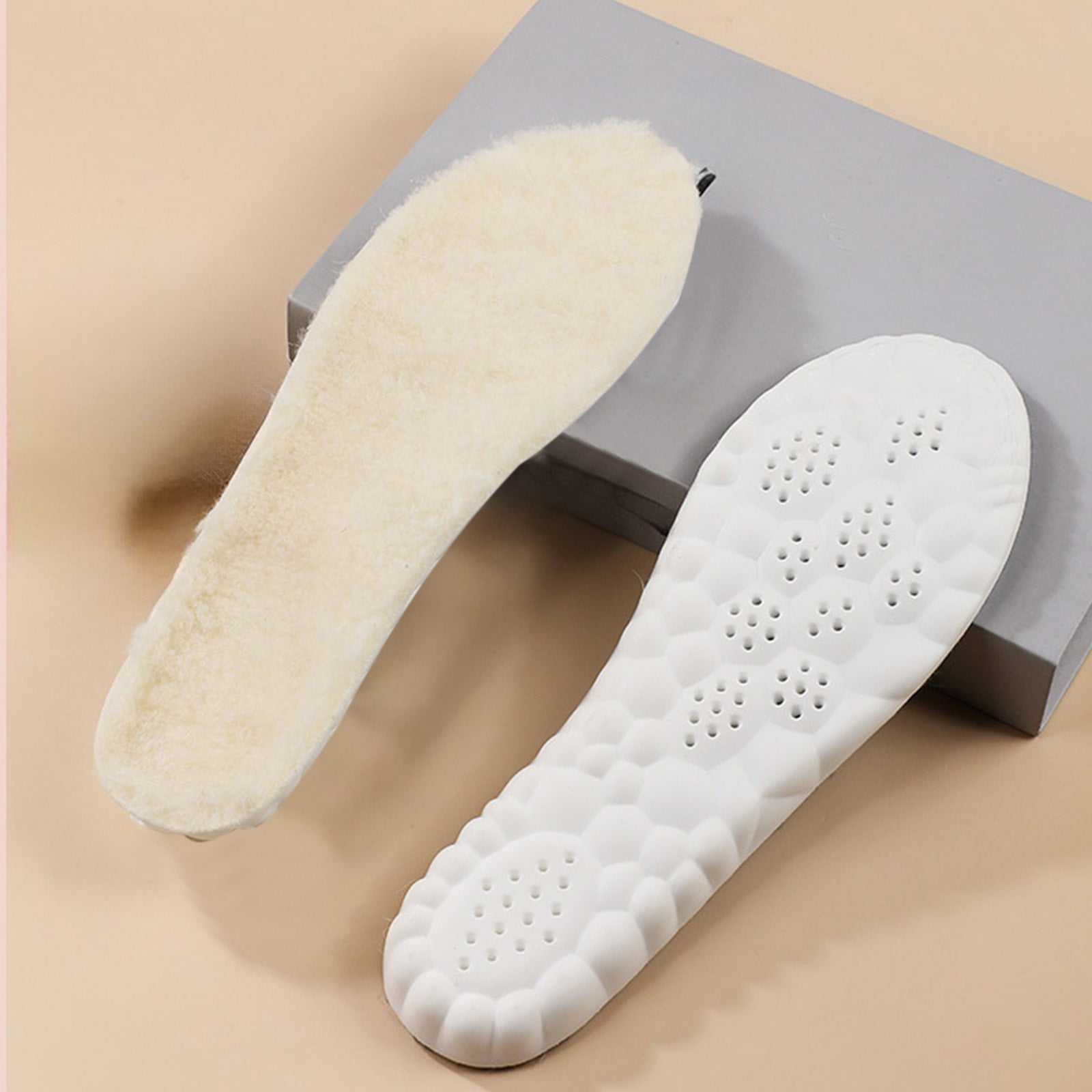 Thermal Wool Insoles with Airflow Vents High Resilience Warm Cushion ...