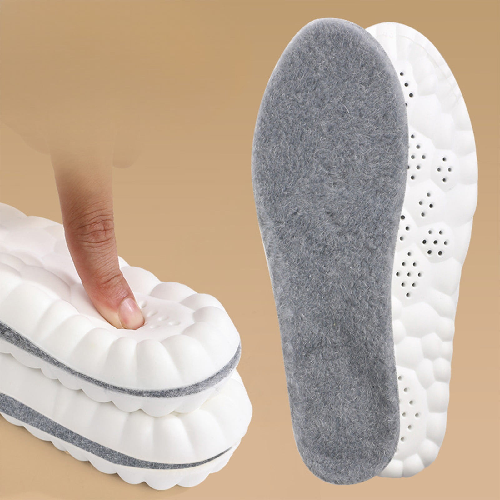 Thermal Wool Insoles with Airflow Vents, High Resilience Cushion, Warm ...