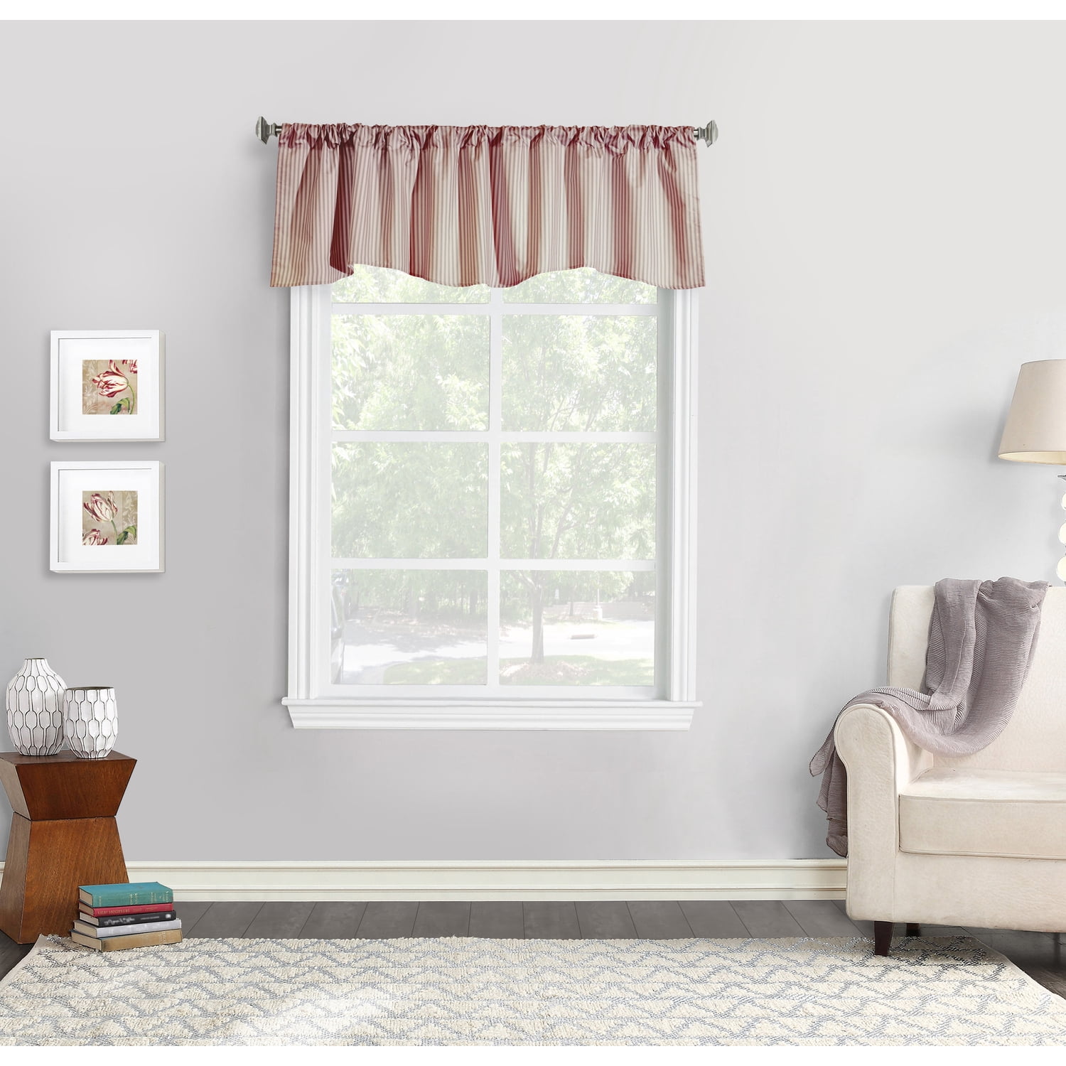 Thermalogic Ticking Stripe Pole Top Valance Flat Window Dressing 60 x ...