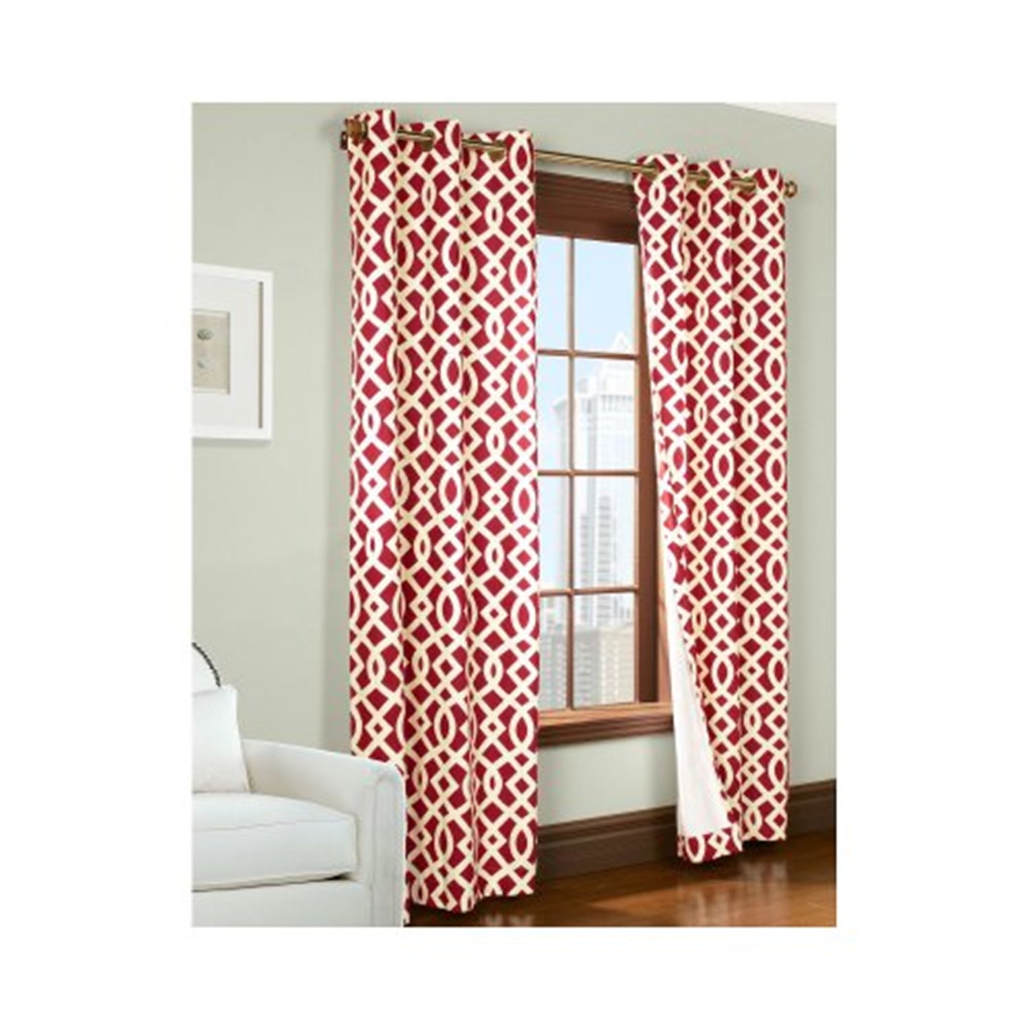 Thermalogic Trellis Cotton Base Cloth Grommet Top Window Panel Red ...