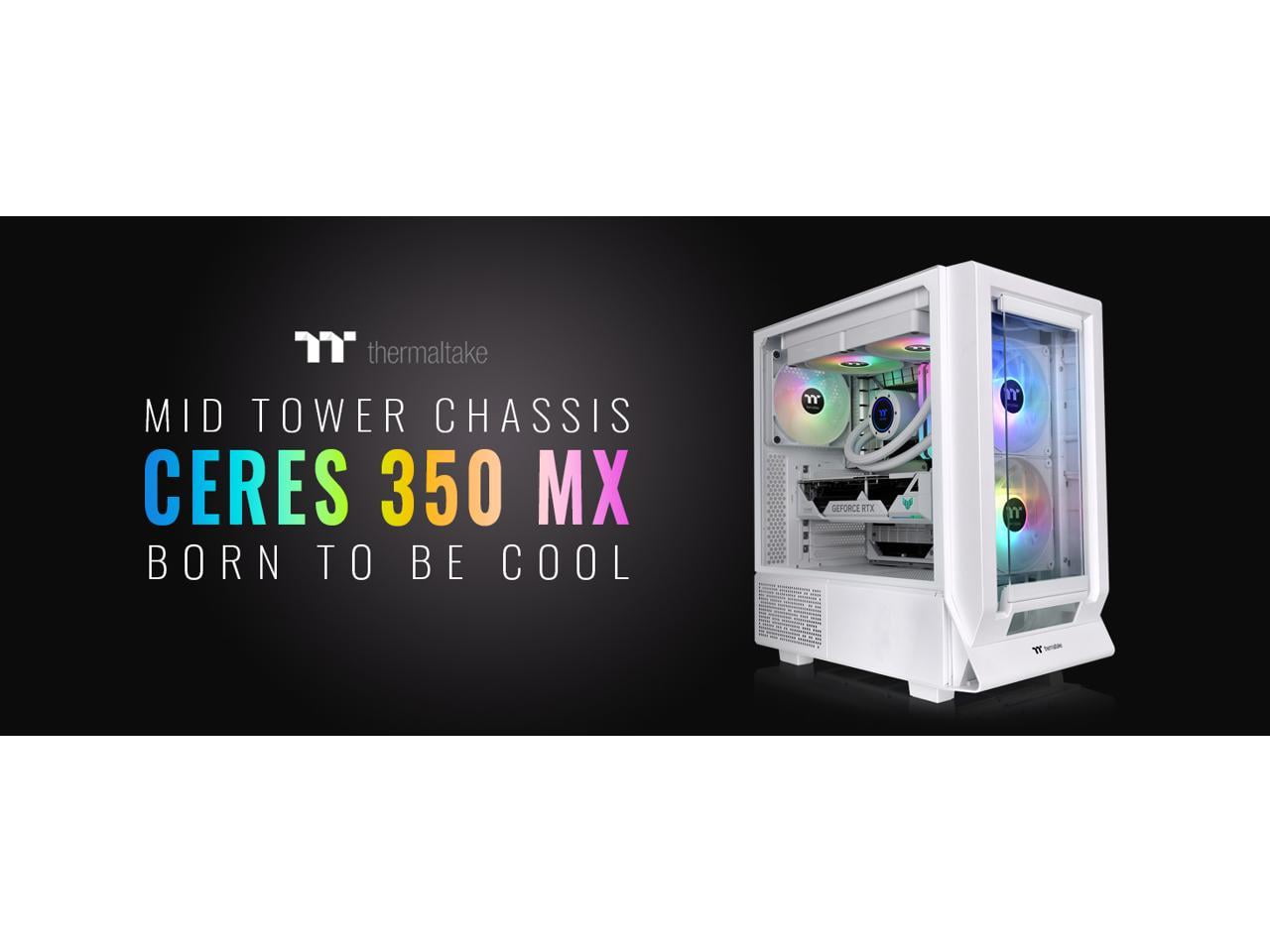 Thermaltake Ceres 350 MX Snow Mid Tower ATX Case; 3 Pre-installed ARGB ...