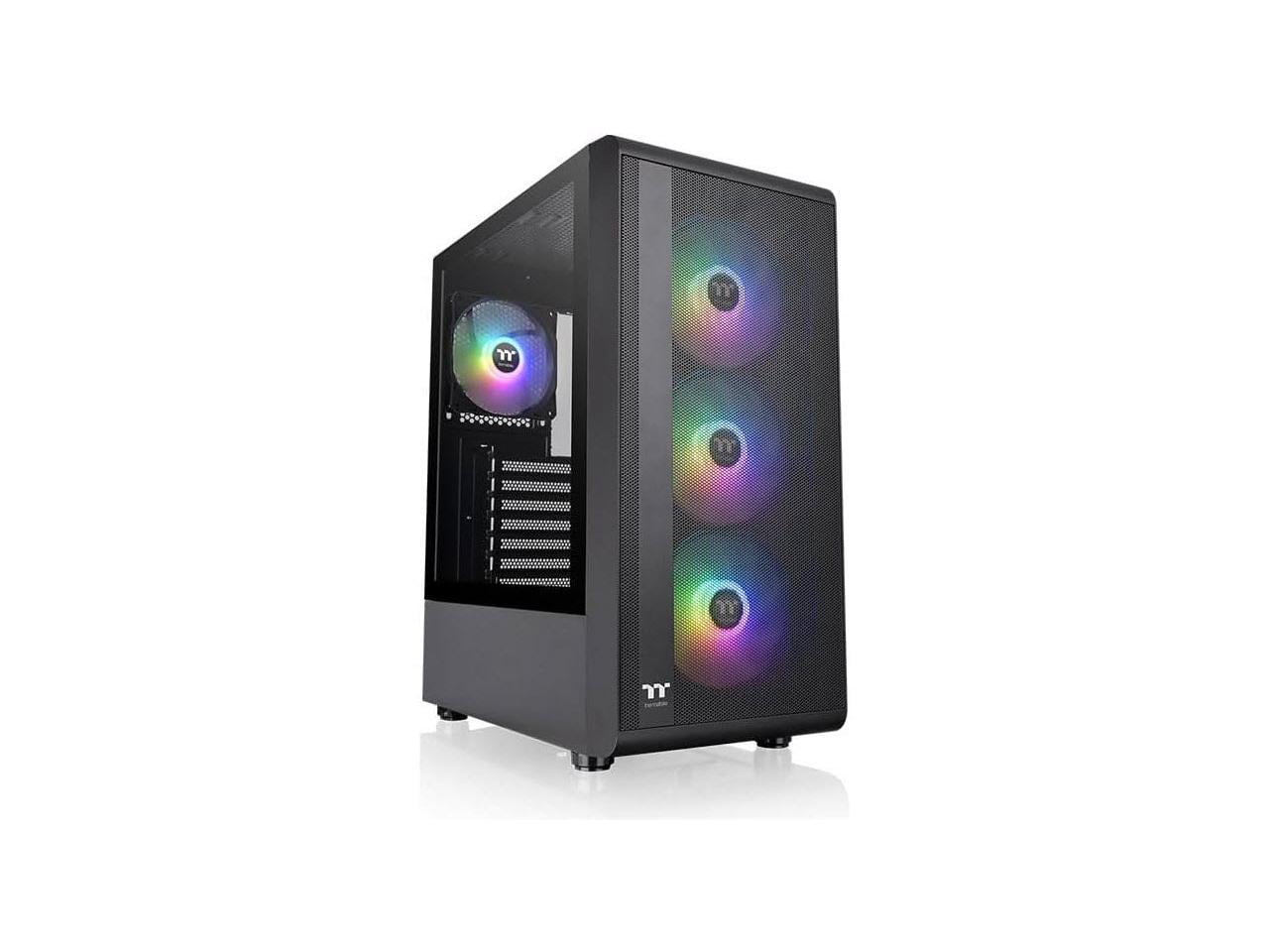 Thermaltake S200 Plus TG ARGB Black ATX Tempered Glass Mid Tower Gaming ...