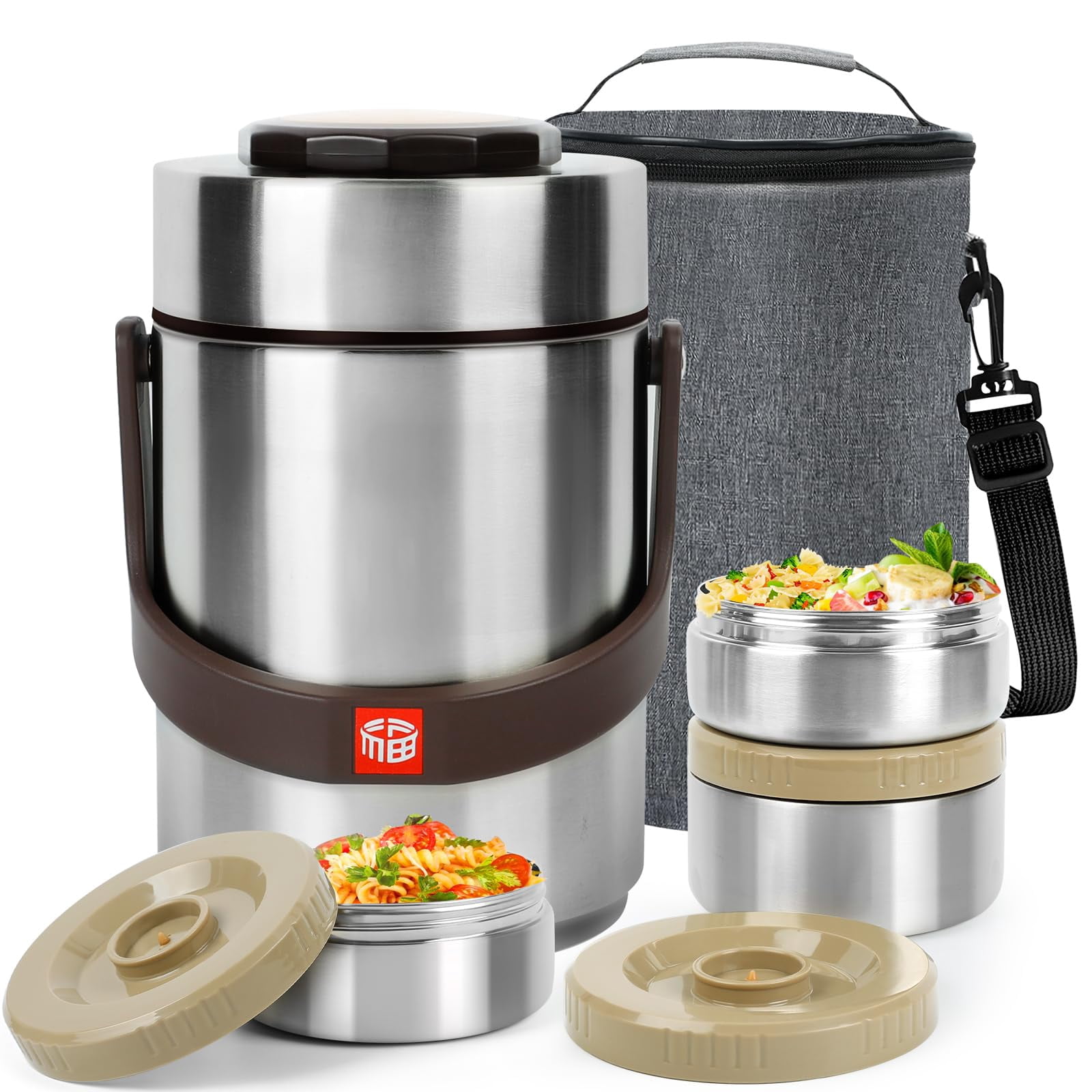 Thermo for Hot Food & Soup 67 Oz, 3-Layer Sealed Stackable Insulated ...