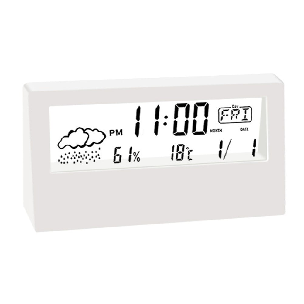 Thermo-Hygrometer Clock Creative Weather Display Electronic Alarm Clock ...