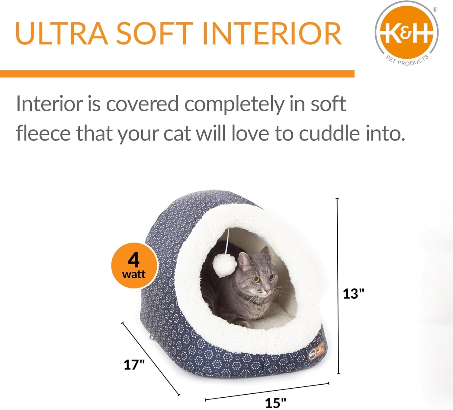 Thermo-Pet Cave Heated Bed for Large Cats, Indoor Heated Warming Bed ...