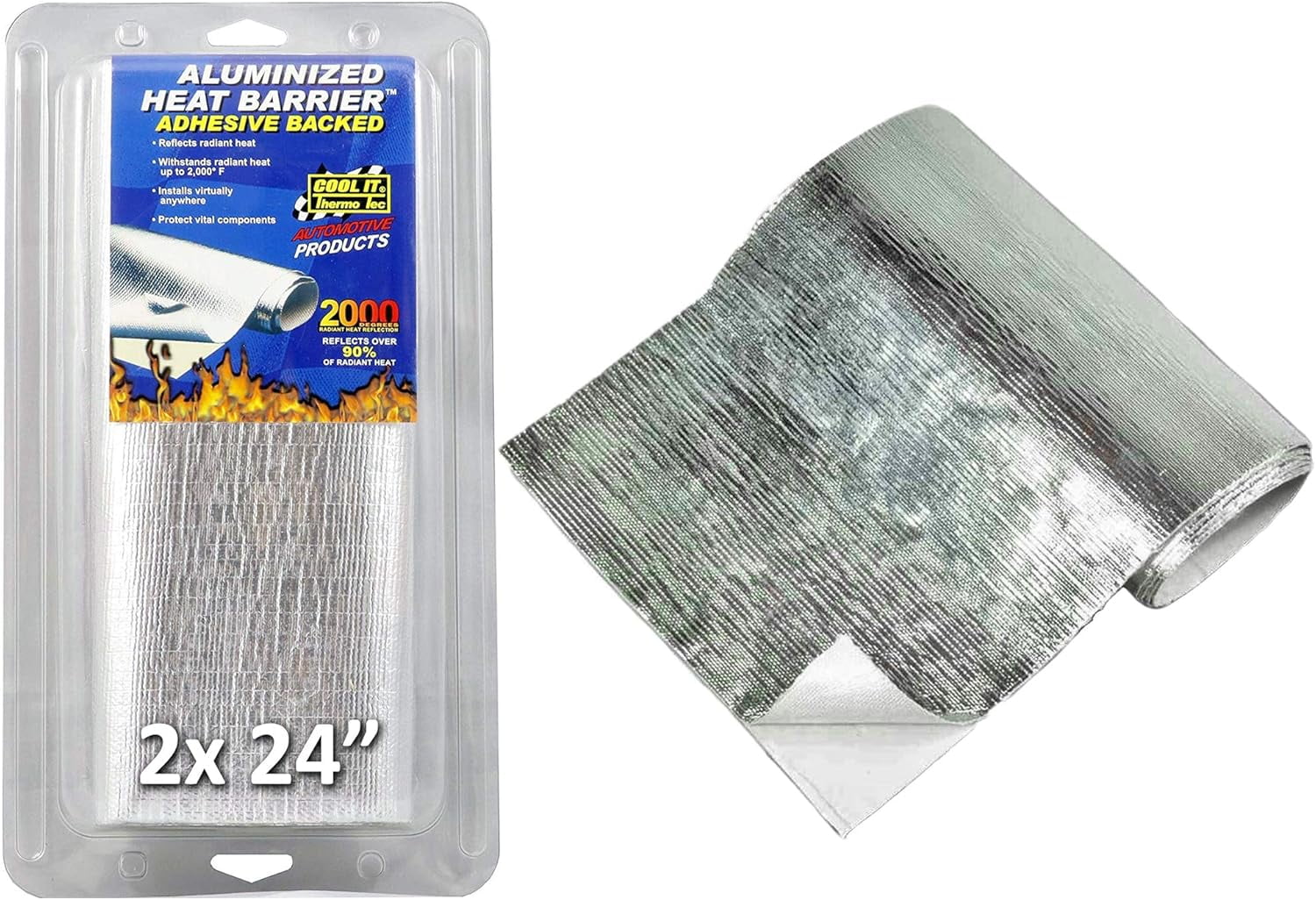 Thermo-Tec 13575 Adhesive Backed Aluminized Heat Barrier, 12" x 48" (2x ...