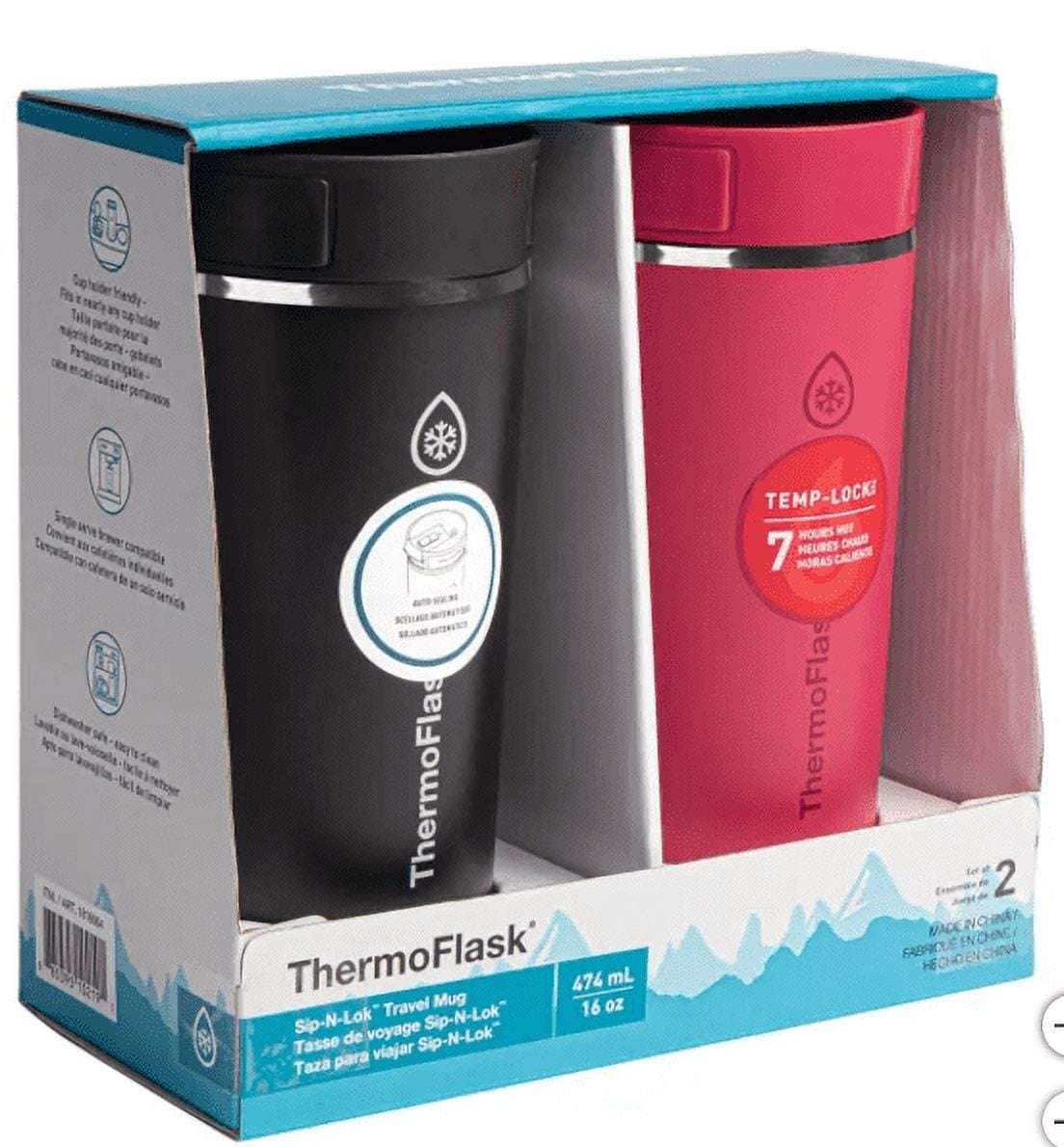 ThermoFlask 16oz. Coffee Travel Mug with Sip-N-Lock Lid, 2-pack ...