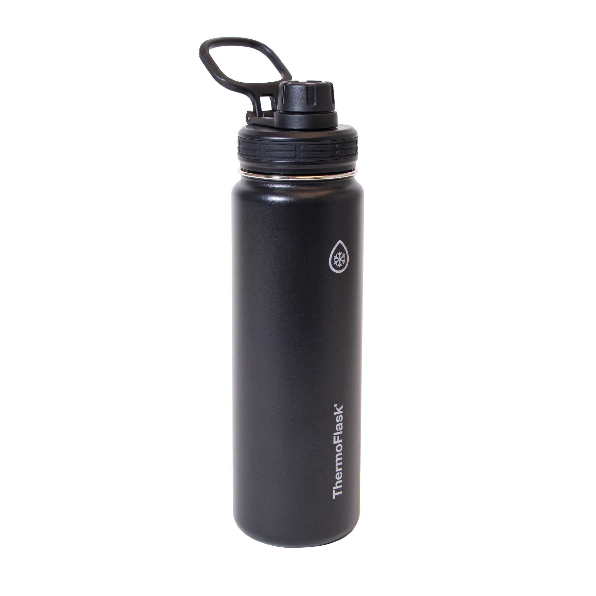 ThermoFlask 24 oz Double Wall Vacuum Insulated Stainless Steel Water Bottle, Pitch Black ...