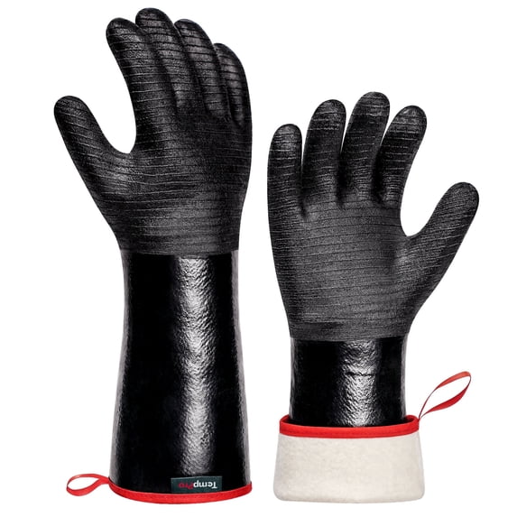 TempPro Waterproof BBQ Gloves, 14" Long Sleeve with Heat Resistance ...