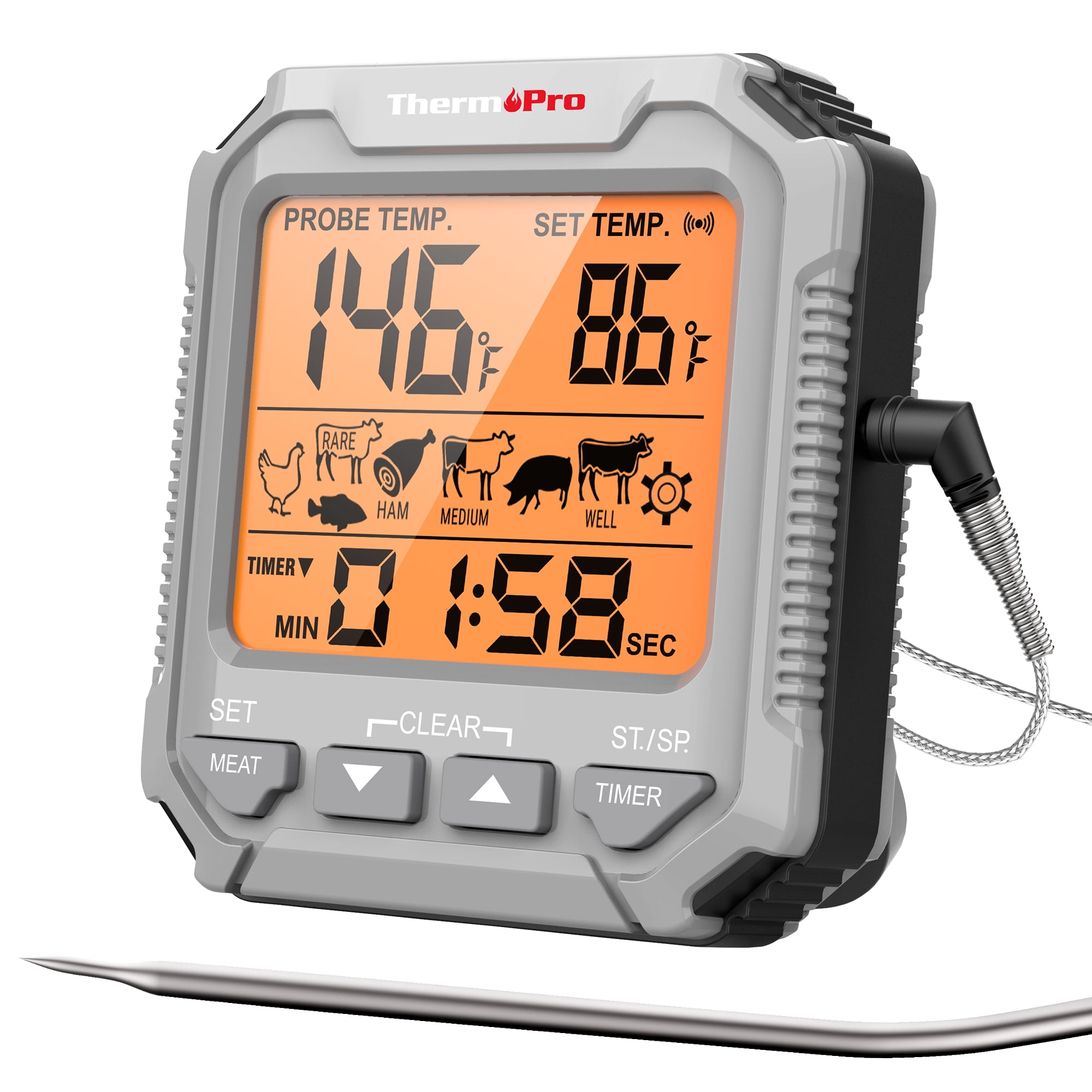 ThermoPro Leave-In Meat Digital Oven Thermometer with USDA Presets ...