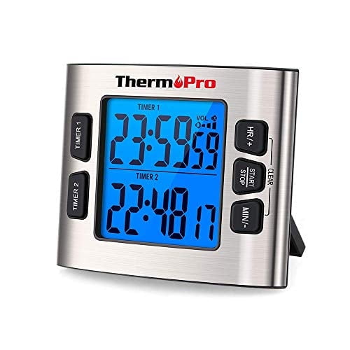 ThermoPro TM02 Digital Kitchen Timer with Dual Countdown Stop Watches ...