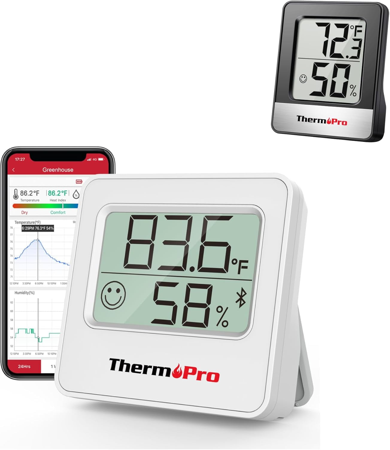ThermoPro TP49 Digital Hygrometer Indoor Thermometer Humidity Meter Room Thermometer +ThermoPro ...