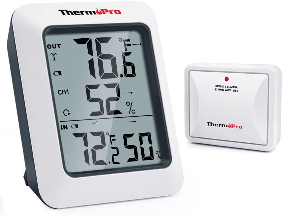 ThermoPro TP60 Wireless Thermometer Indoor Outdoor Digital Thermometer ...