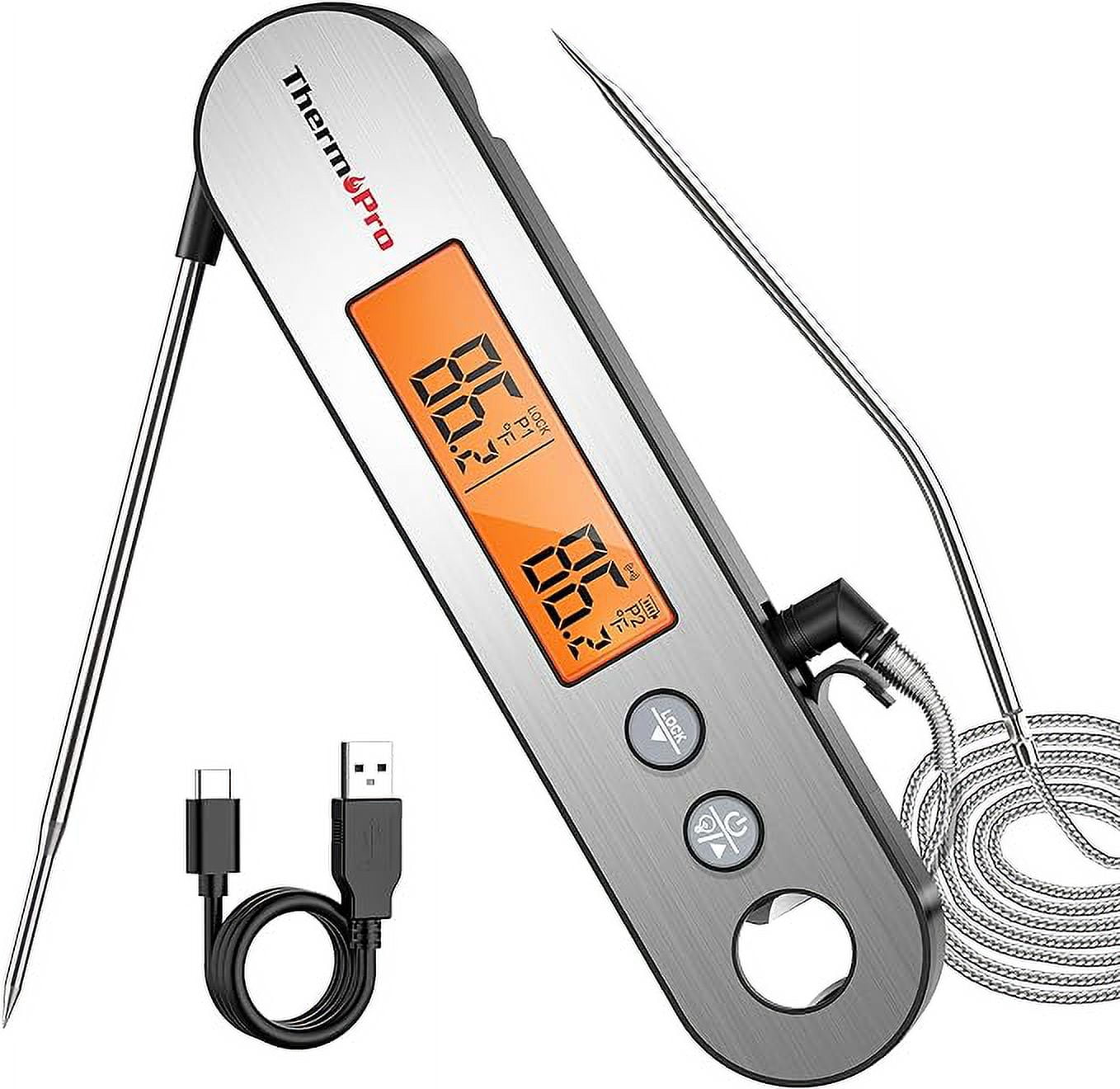ThermoPro TP610 Digital Meat Thermometer for Cooking, Rechargeable ...