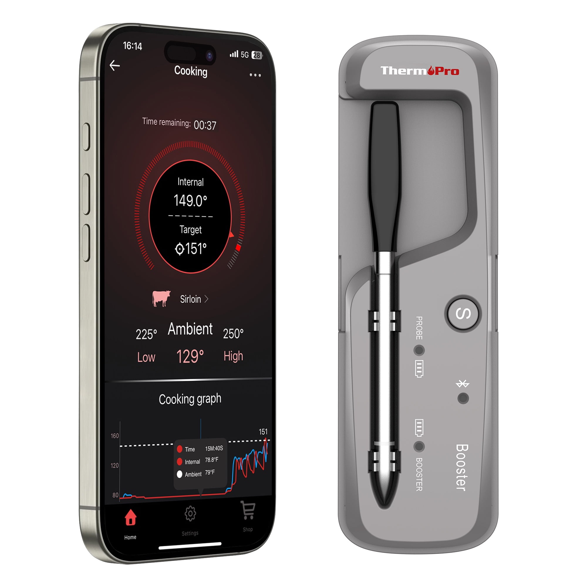 ThermoPro TempSpike Lite 2.0 Wireless Meat Thermometer with Upgraded ...