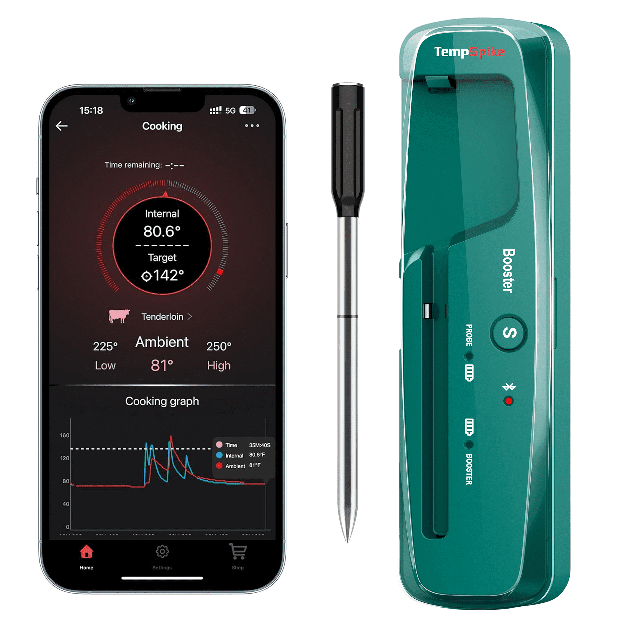 ThermoPro TempSpike Lite 500FT Wireless Meat Thermometer, Bluetooth ...