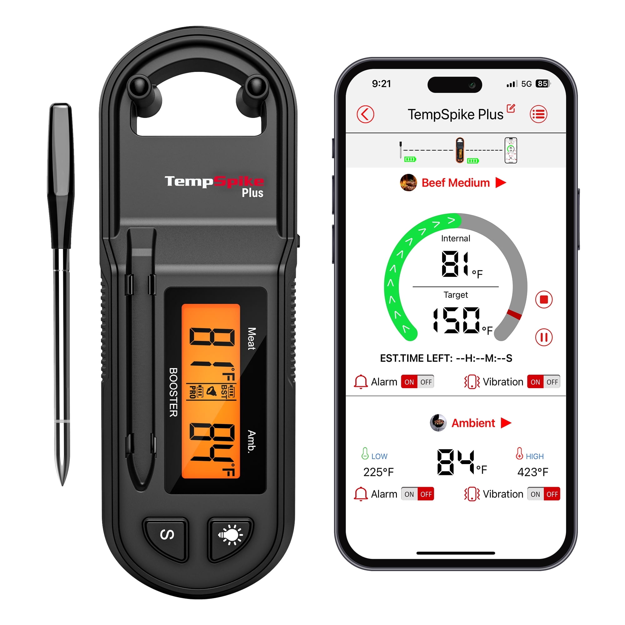 ThermoPro TempSpike Plus Wireless Meat Thermometer with Ultra Thin ...