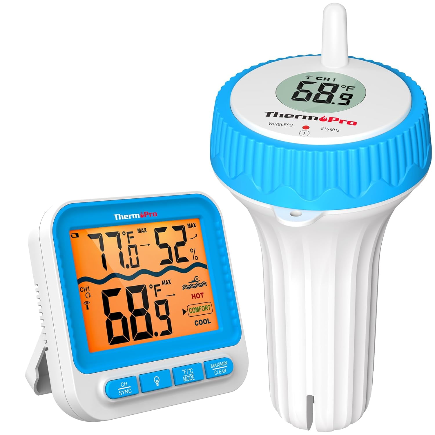 ThermoPro Waterproof Wireless Pool Thermometer Easy Read, Digital Pool ...