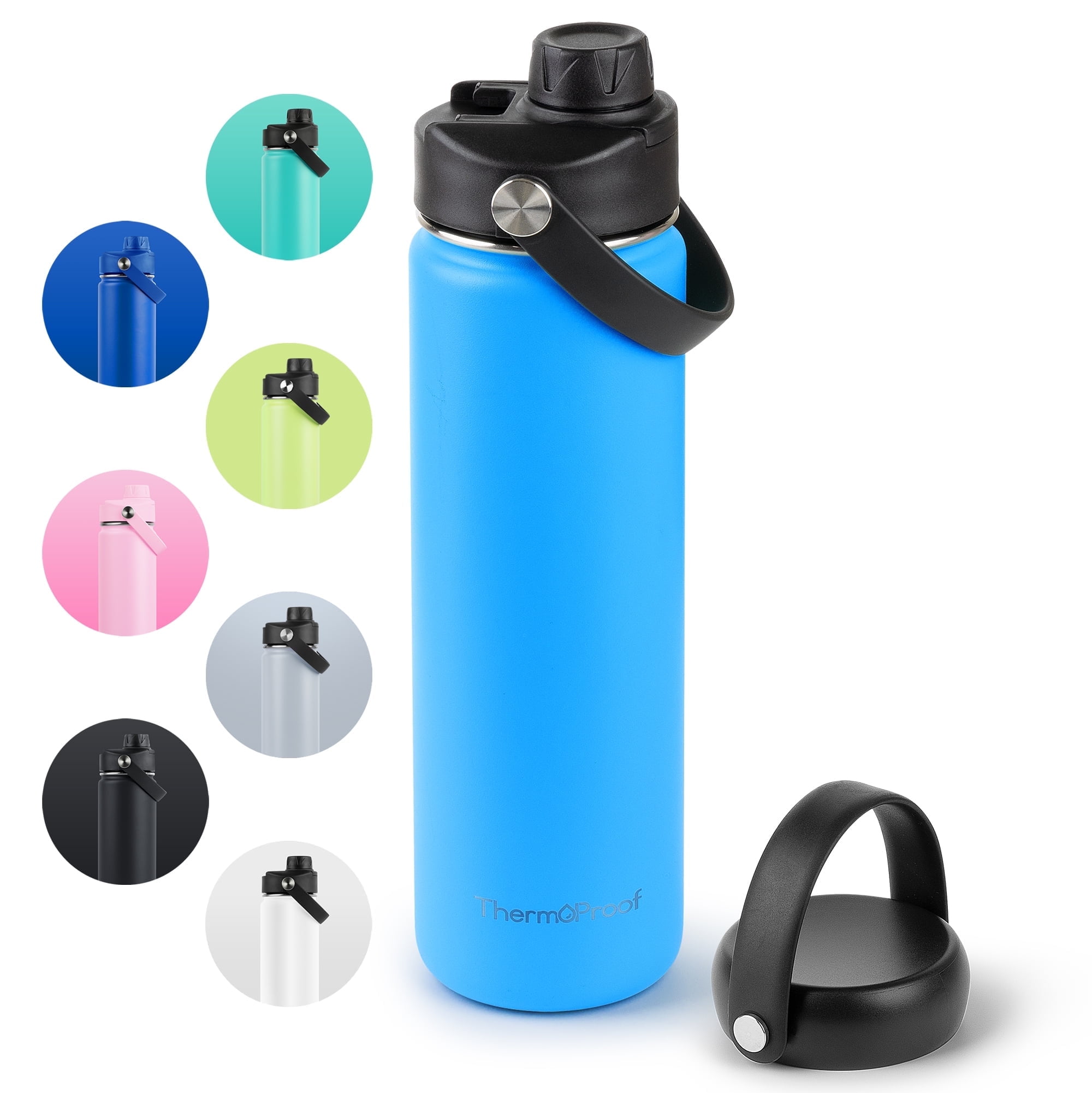 ThermoProof 22oz Stainless Steel Water Bottle with Chug & Spout Lids - Walmart.com