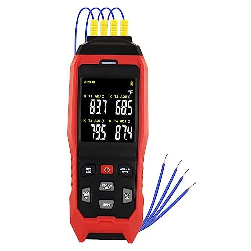 Thermocouple Thermometer 4 Channels Data Logger Portable K Type ...