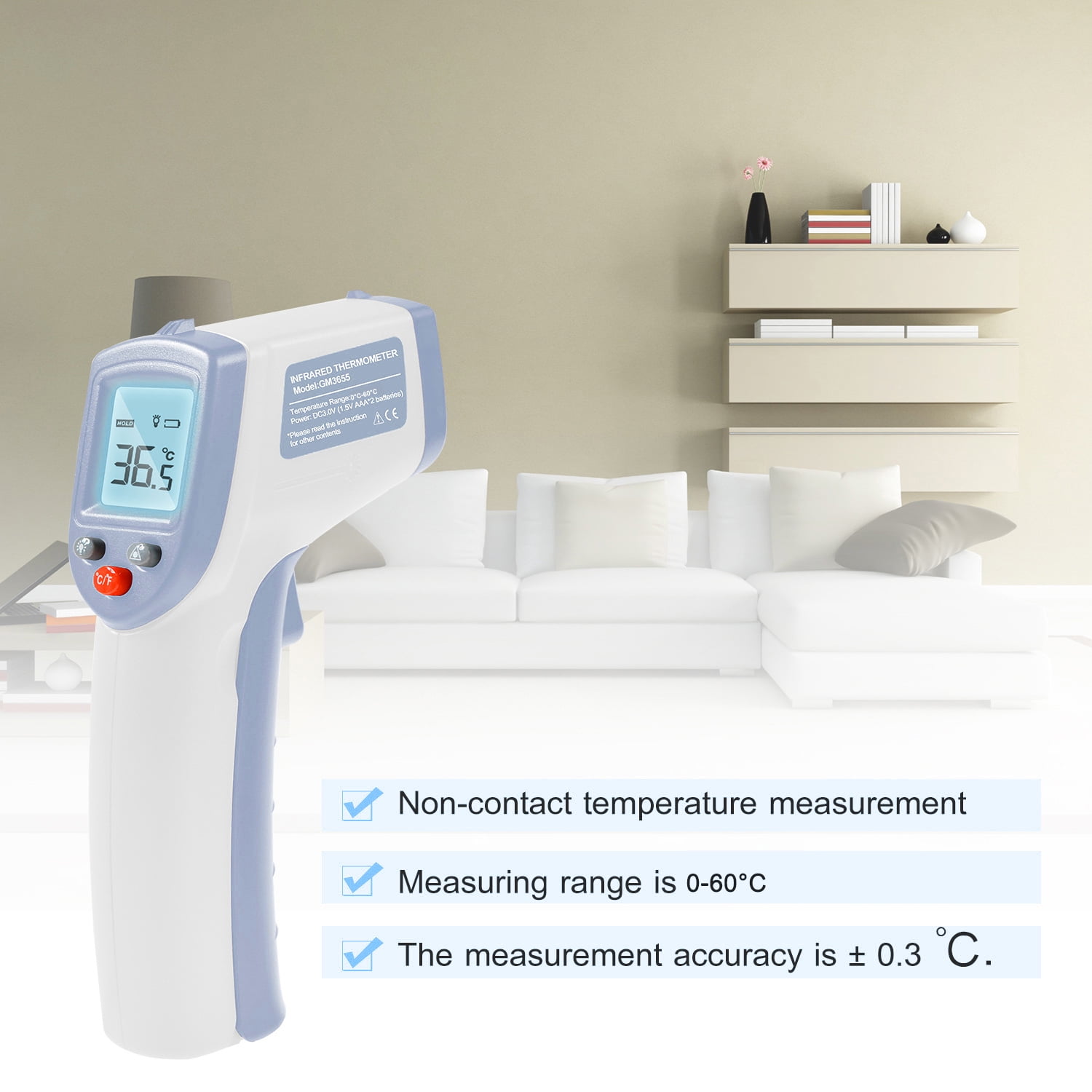 Thermometer,(32~140℉) 32 1 Non- Infrared ℃/℉ Dual Mode Infrared ...