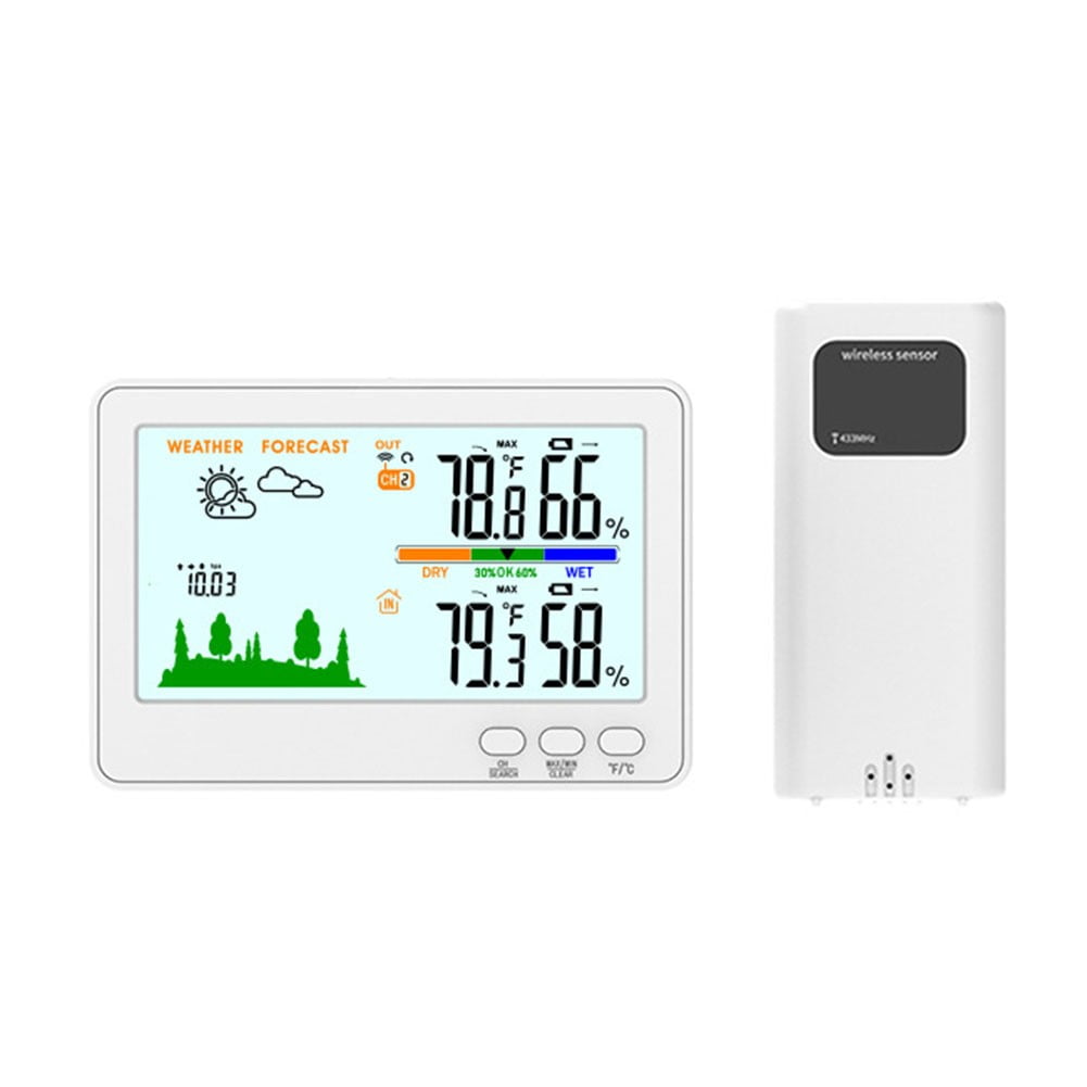 Thermometer And Hygrometer Wireless 433 Weather Station Lcd Color ...
