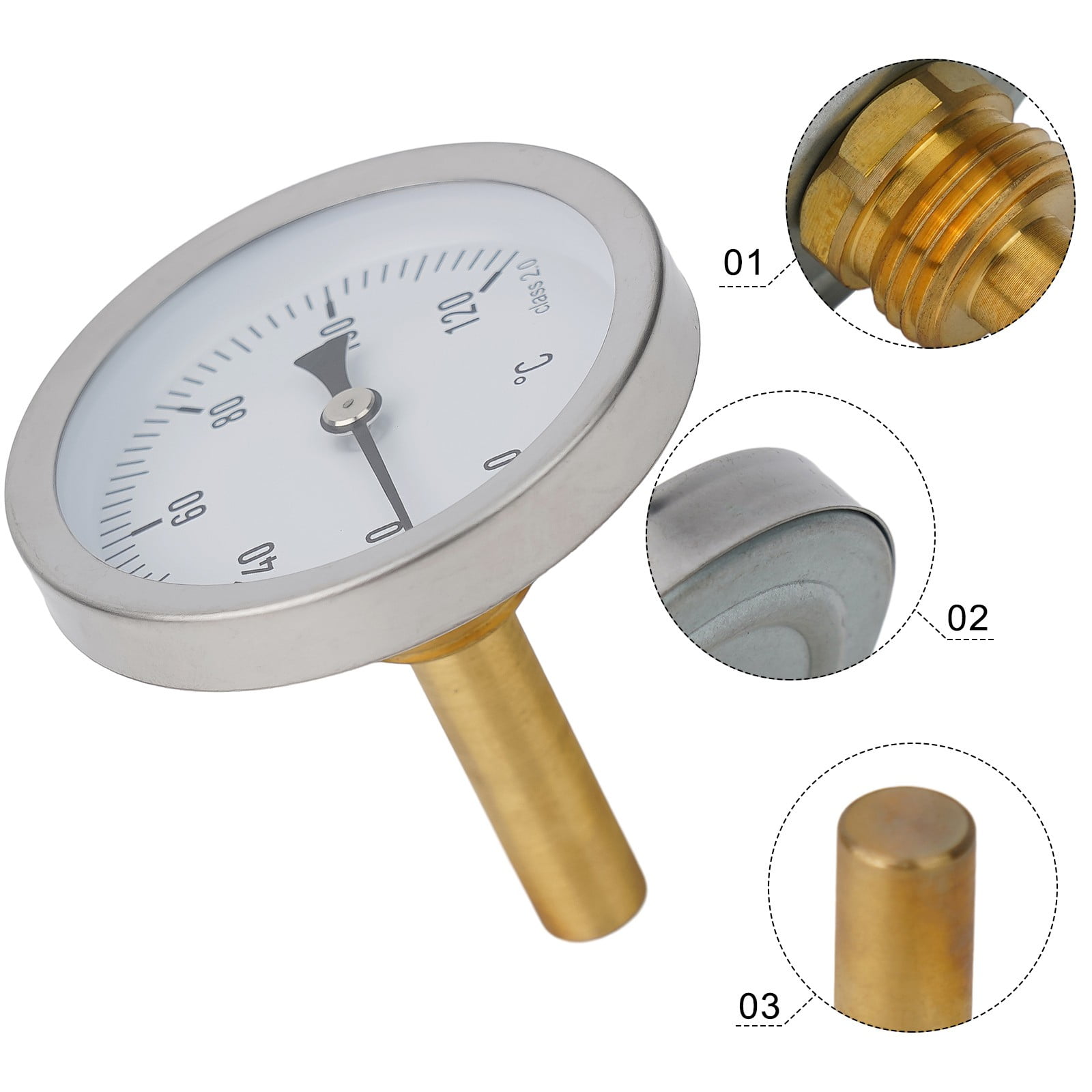 Thermometer With Copper Sheath 1/2\" Axial Screw-In Buffer Boiler ...