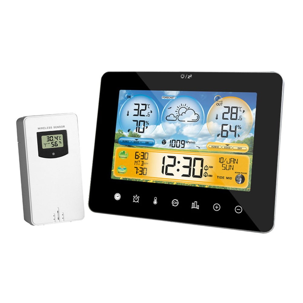 Thermometer and hygrometer weather station color screen weather clock ...