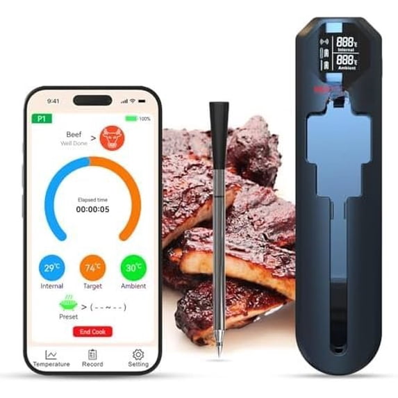 Thermometer for Grill, , BBQ, Oven - 820ft Range, Digital Read Cooking ...