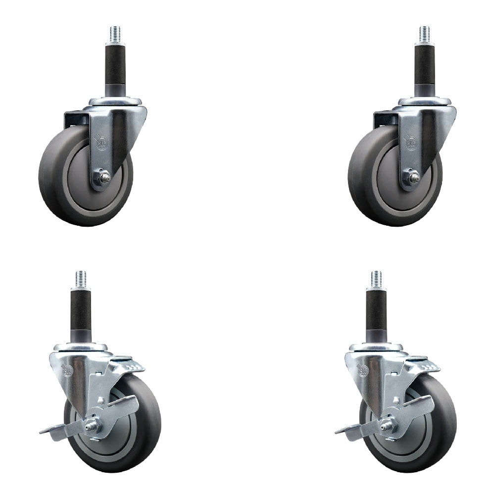 Thermoplastic Rubber Swivel Expanding Stem Caster Set of 4 with 4 Inch ...